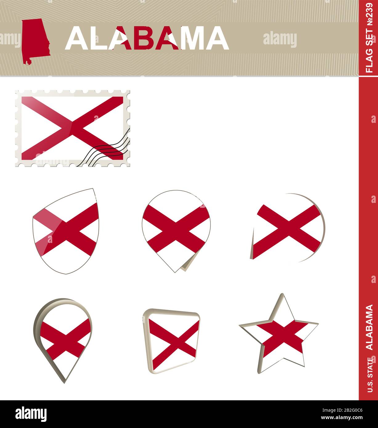 Alabama Flag Set, US state, Flag Set #239. Vector Stock Vector Image ...