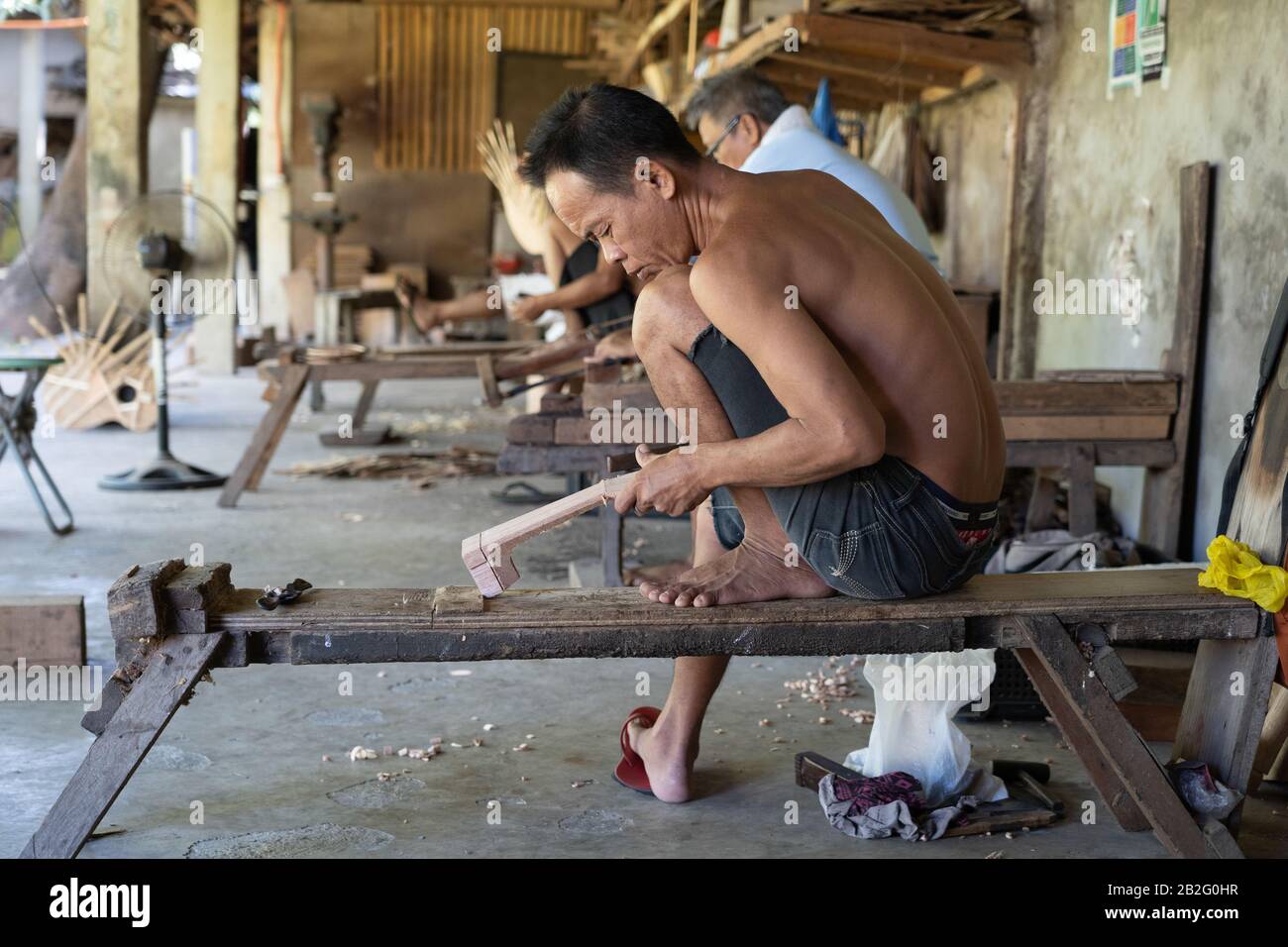 A handmade guitar being made at a guitar factory in Lapu lapu,Mactan ...
