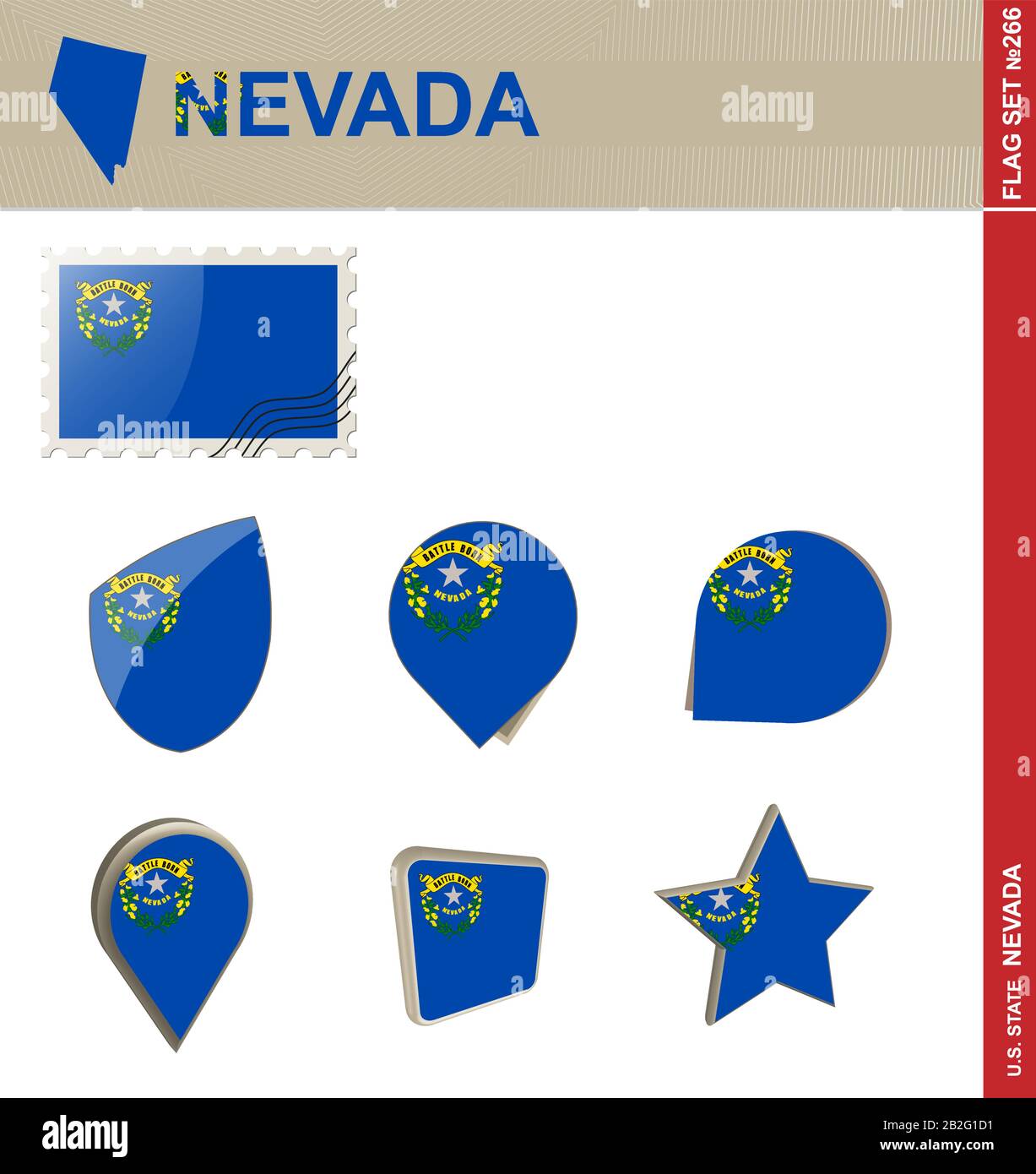 Nevada Flag Set, US state, Flag Set #266. Vector Stock Vector Image ...
