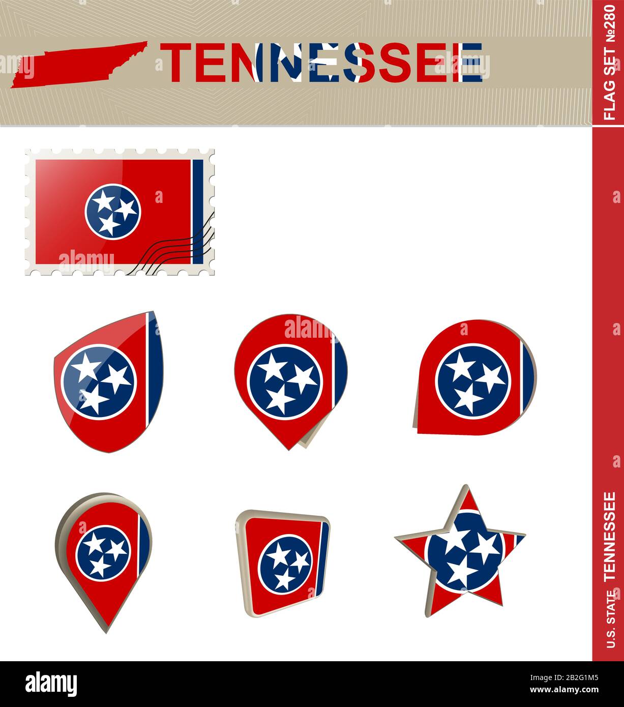 Tennessee Flag Set, US state, Flag Set #280. Vector Stock Vector Image ...