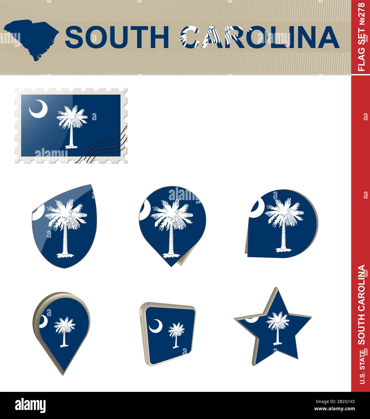 South Carolina Flag Set, US state, Flag Set #278. Vector Stock Vector ...
