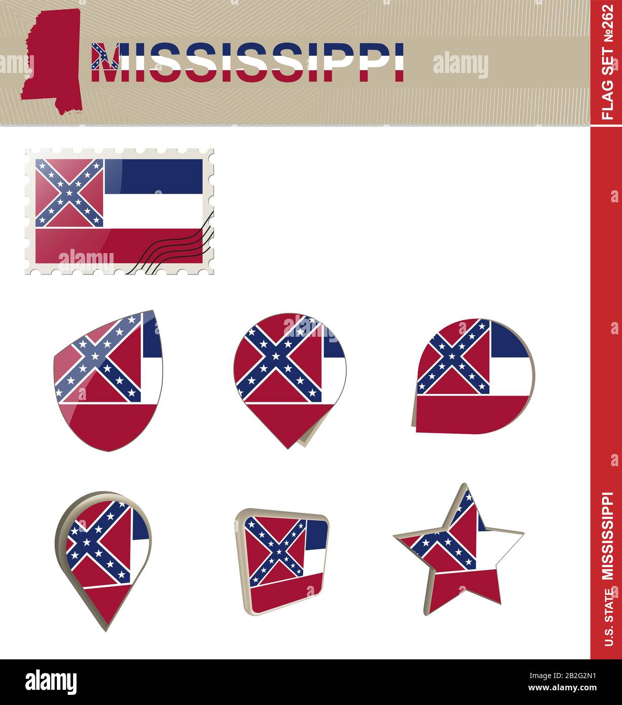 Mississippi Flag Set, US state, Flag Set #262. Vector Stock Vector ...