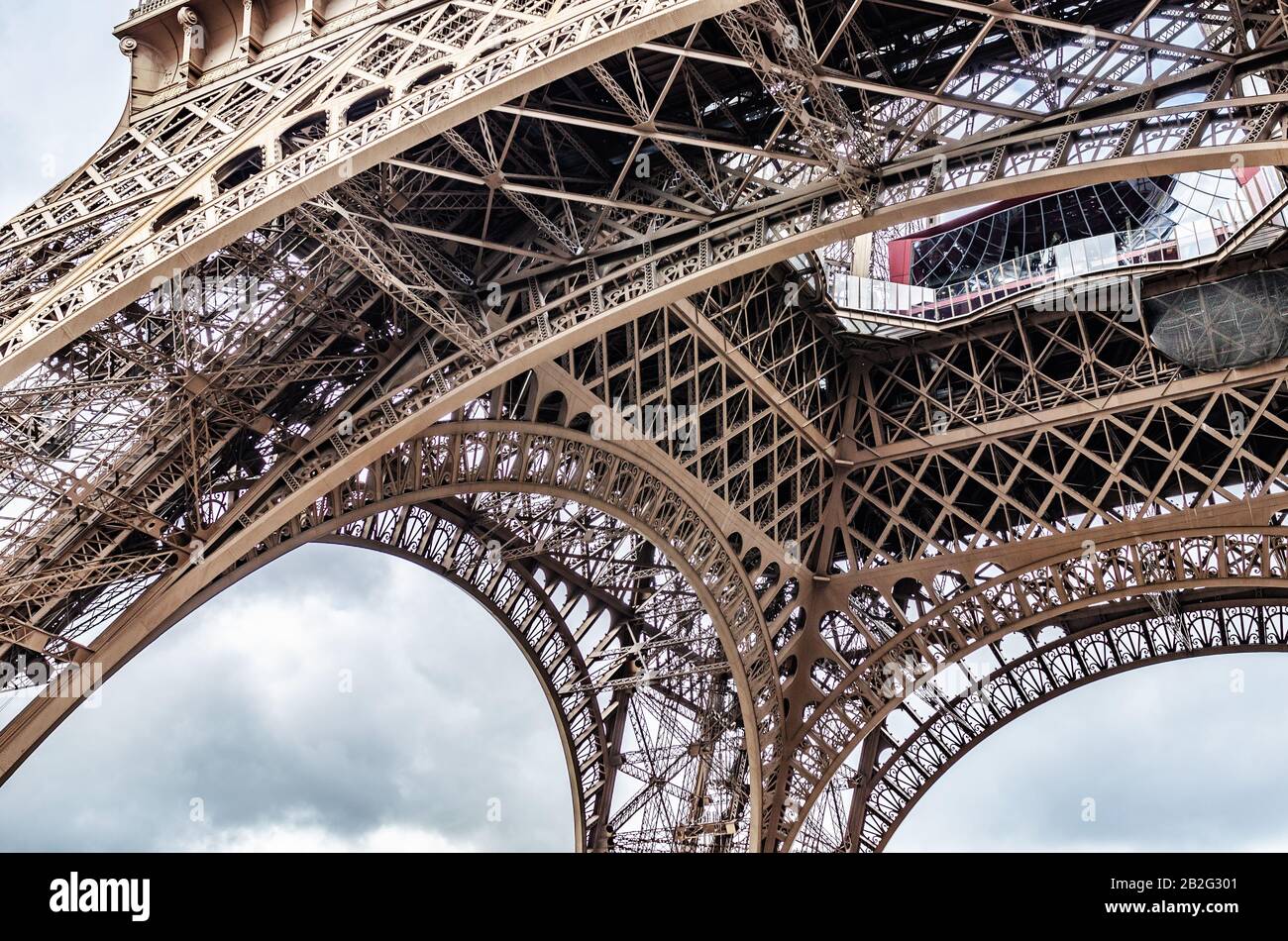 Paris, France. Construction Eiffel Tower, view from below Stock Photo ...