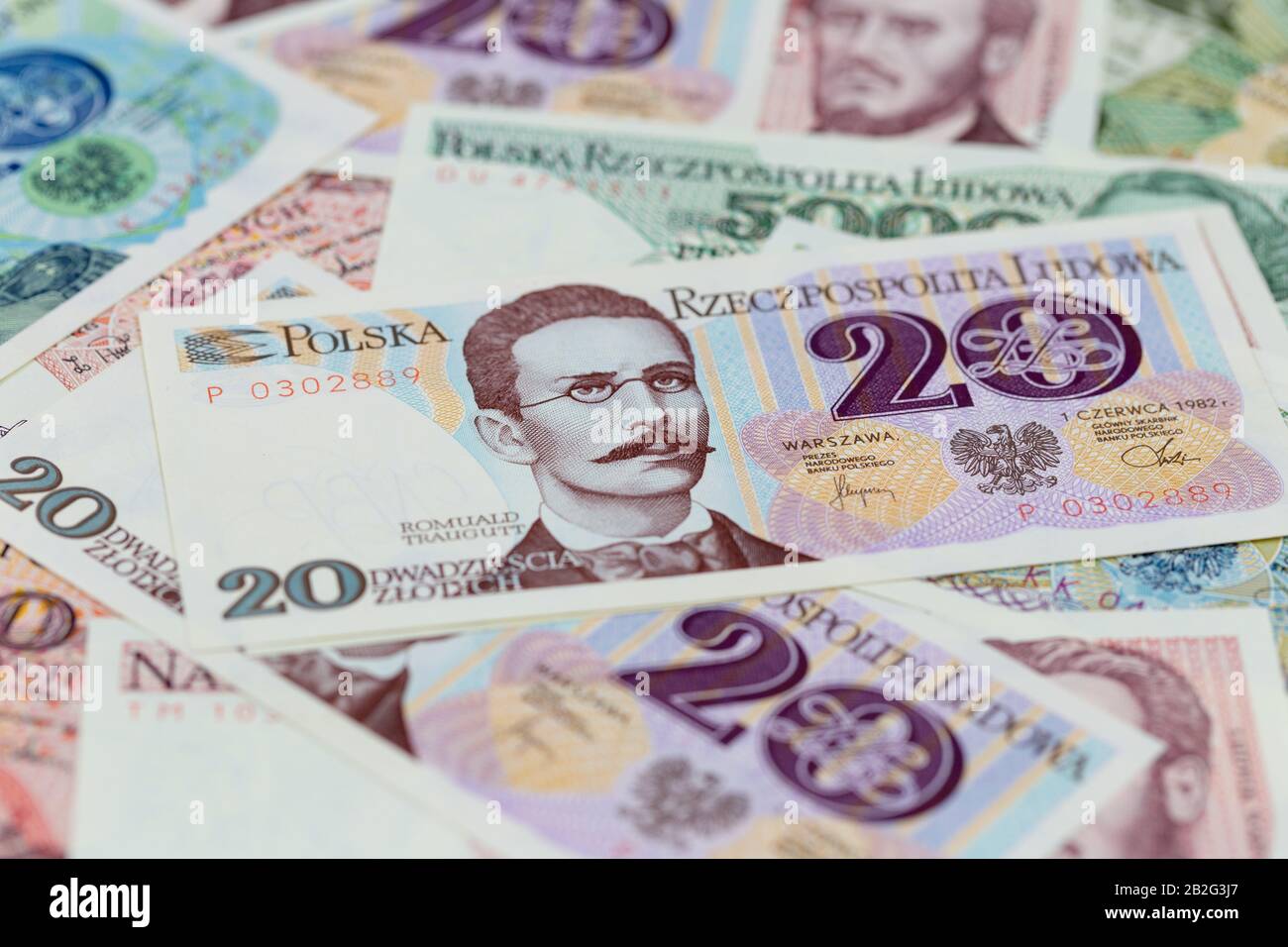 Set of old withdrawn zloty banknotes from the Polish People's Republic ...