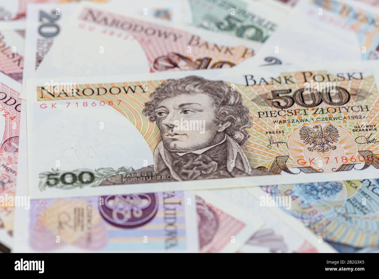Set of old withdrawn zloty banknotes from the Polish People's Republic ...