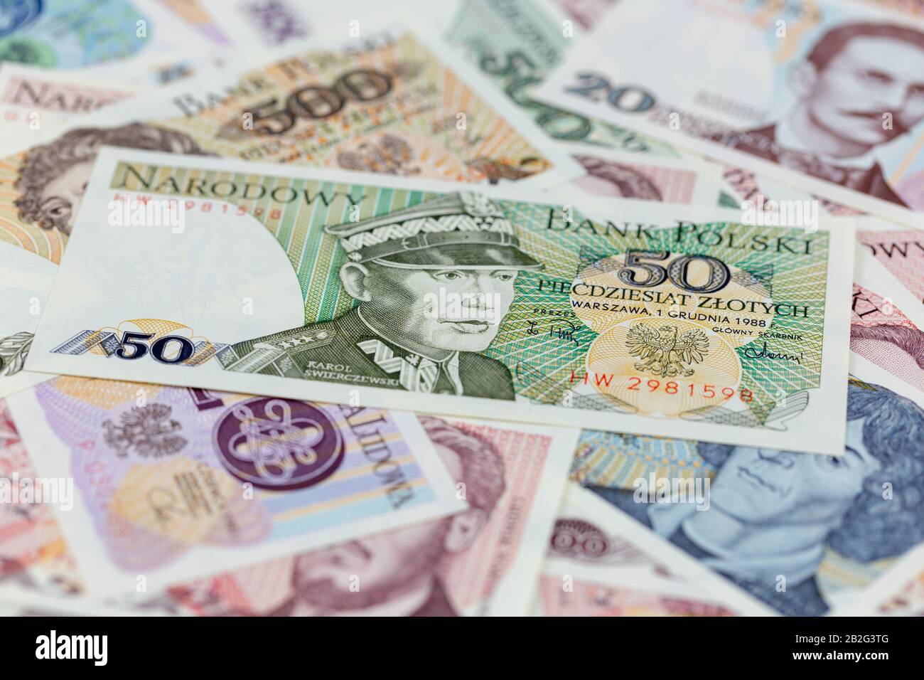 Set of old withdrawn zloty banknotes from the Polish People's Republic ...