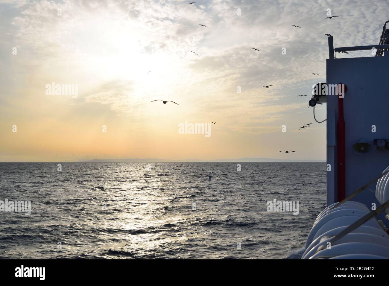 Seascape from turkish aegean island Gokceada made from the ship ...