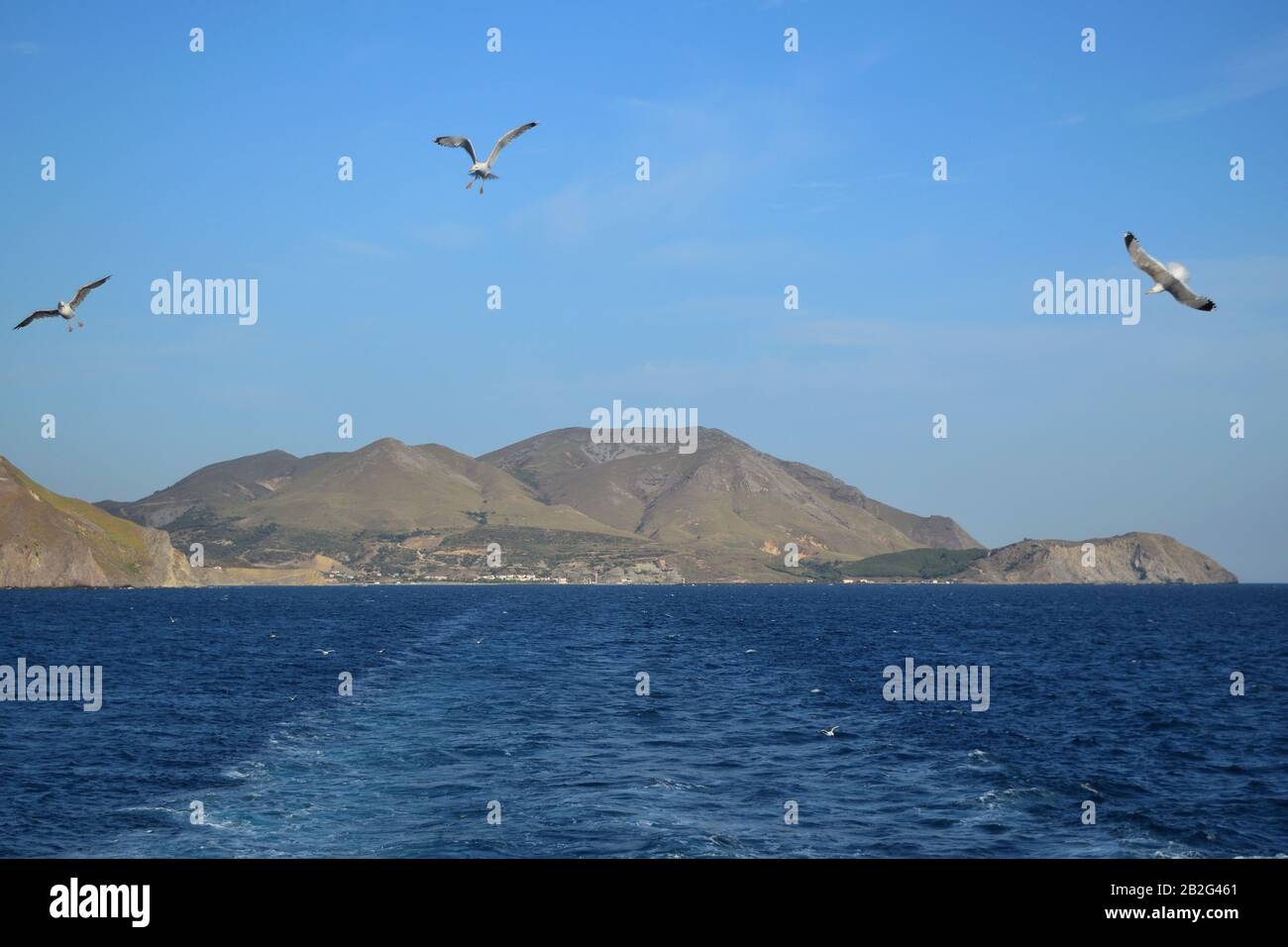 Seascape from turkish aegean island Gokceada made from the ship ...