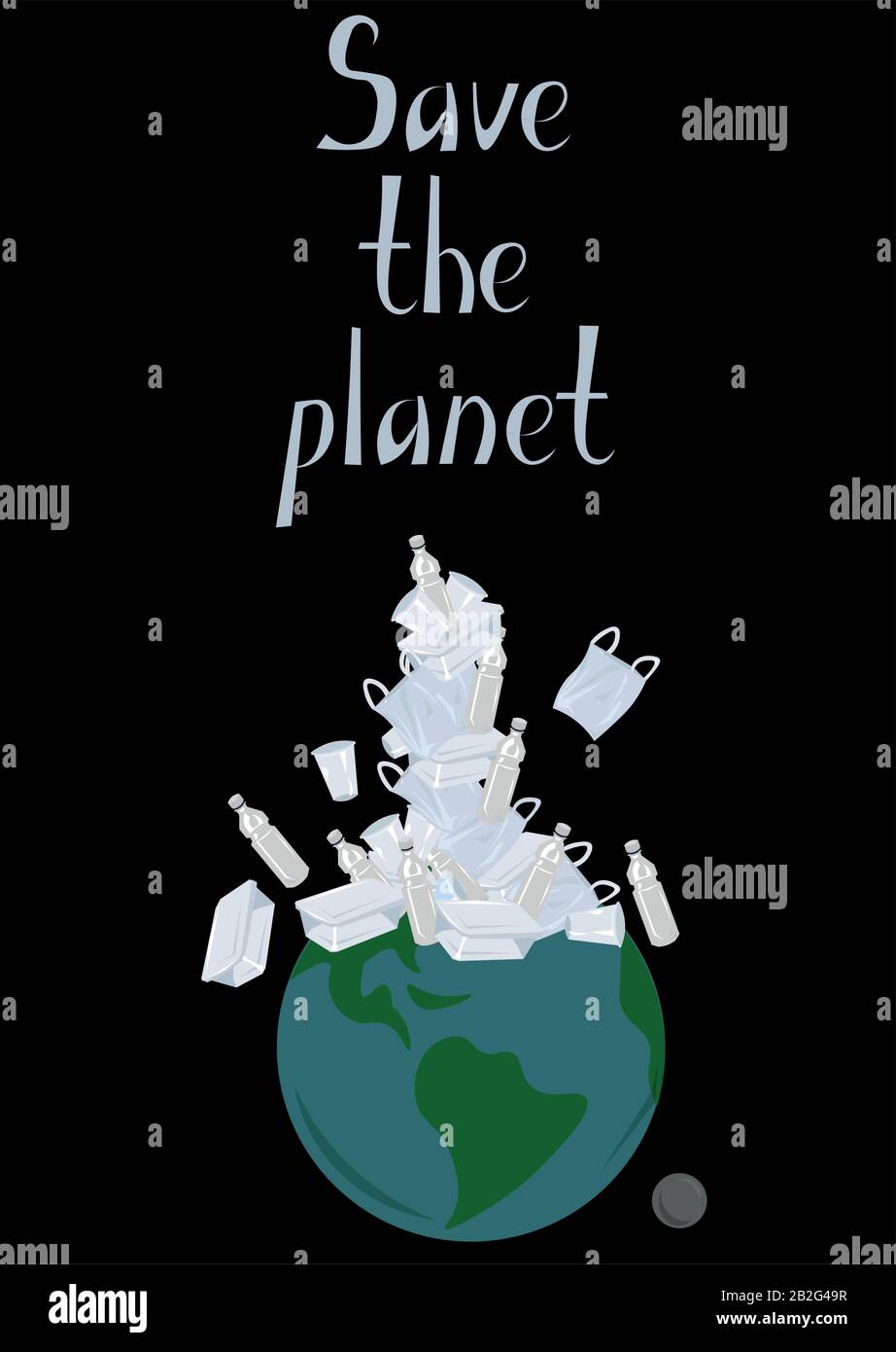 Vector eco flyer. Save the planet, say no to plastic. Global problem ...