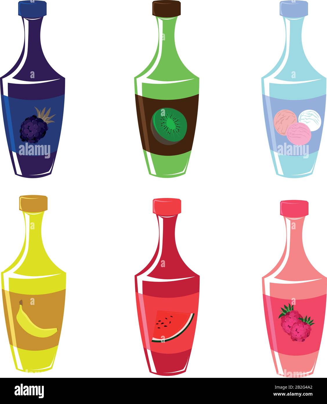 Bright bottles. Fruit tasty syrups, juices, cocktails, toppings. Menu ...