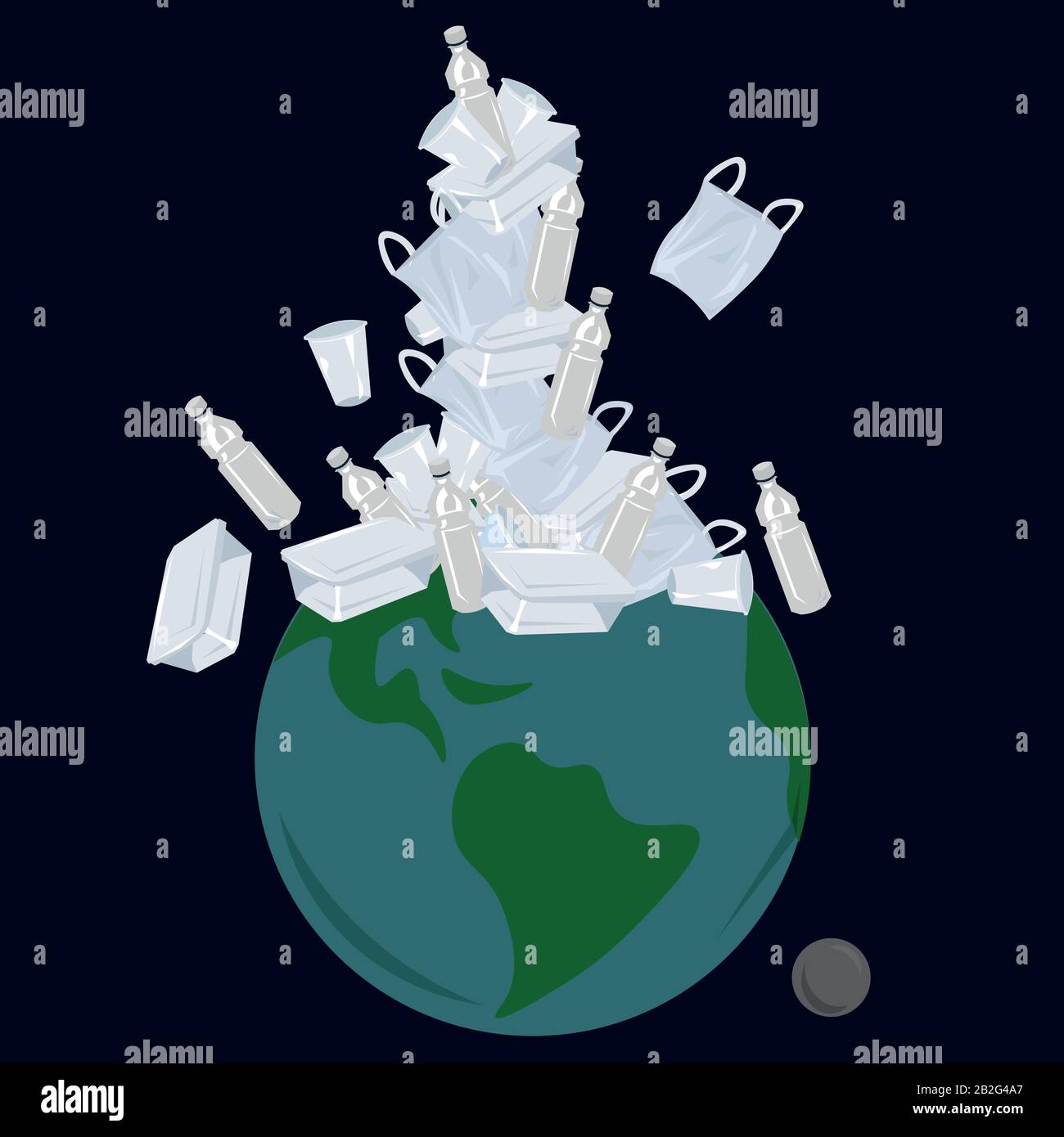 Vector ecological greeting card. Save the planet, say no to plastic ...