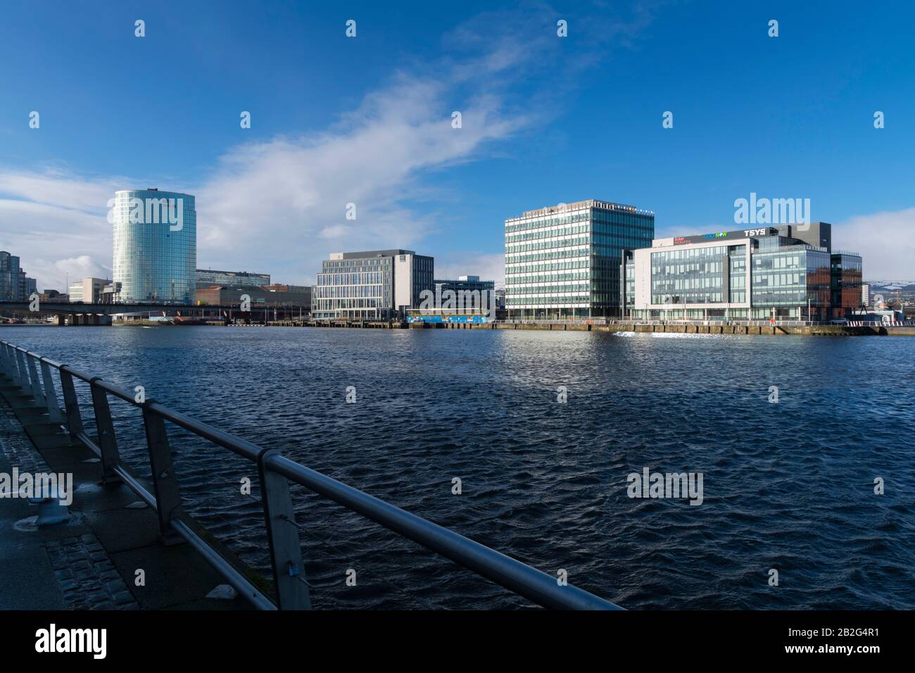 City Quays and the Obel Building in laganside Belfast Stock Photo - Alamy