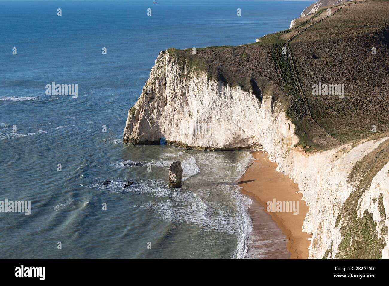 Bat's Head and Butter Rock from above, Jurassic Coast, Dorset, England ...