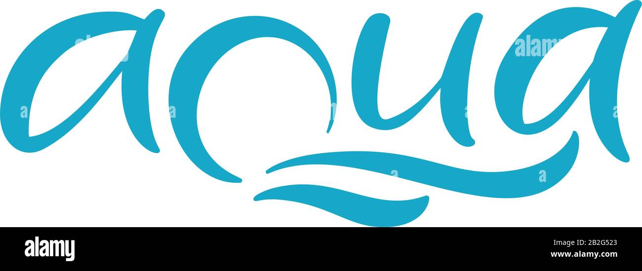 Blue vector Aqua text logo with water wave. Eco concept fresh clean ...