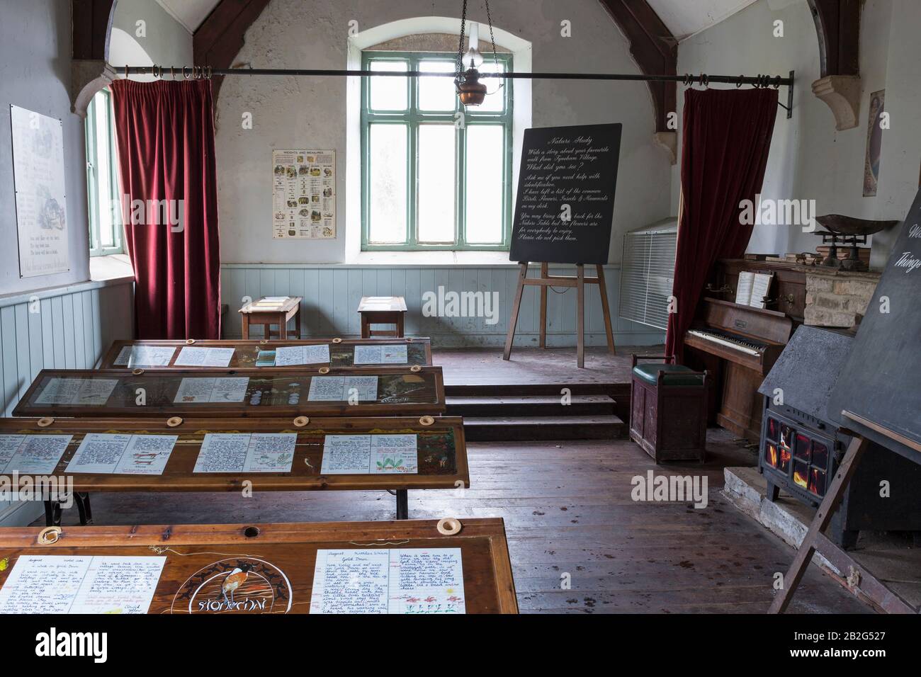 Victorian classroom, Tyneham Village School, Dorset, England, UK Stock ...