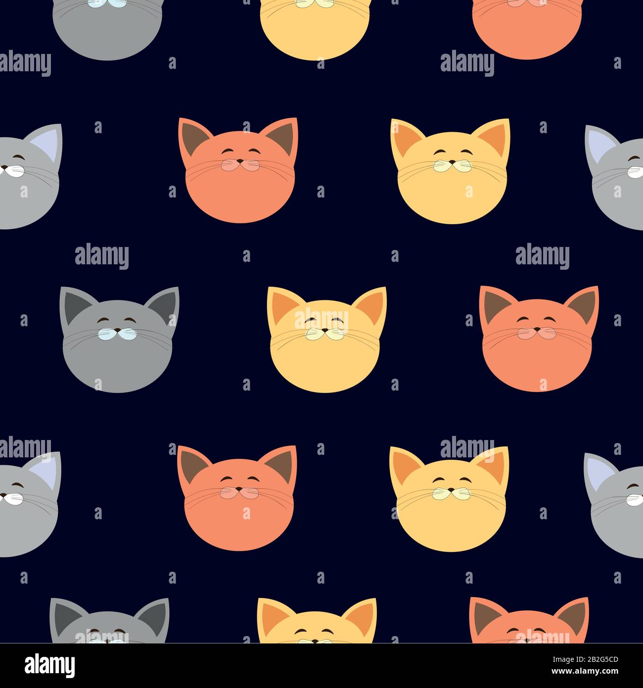 Pattern cats on a blue background. Design for wallpaper, fabric Stock ...
