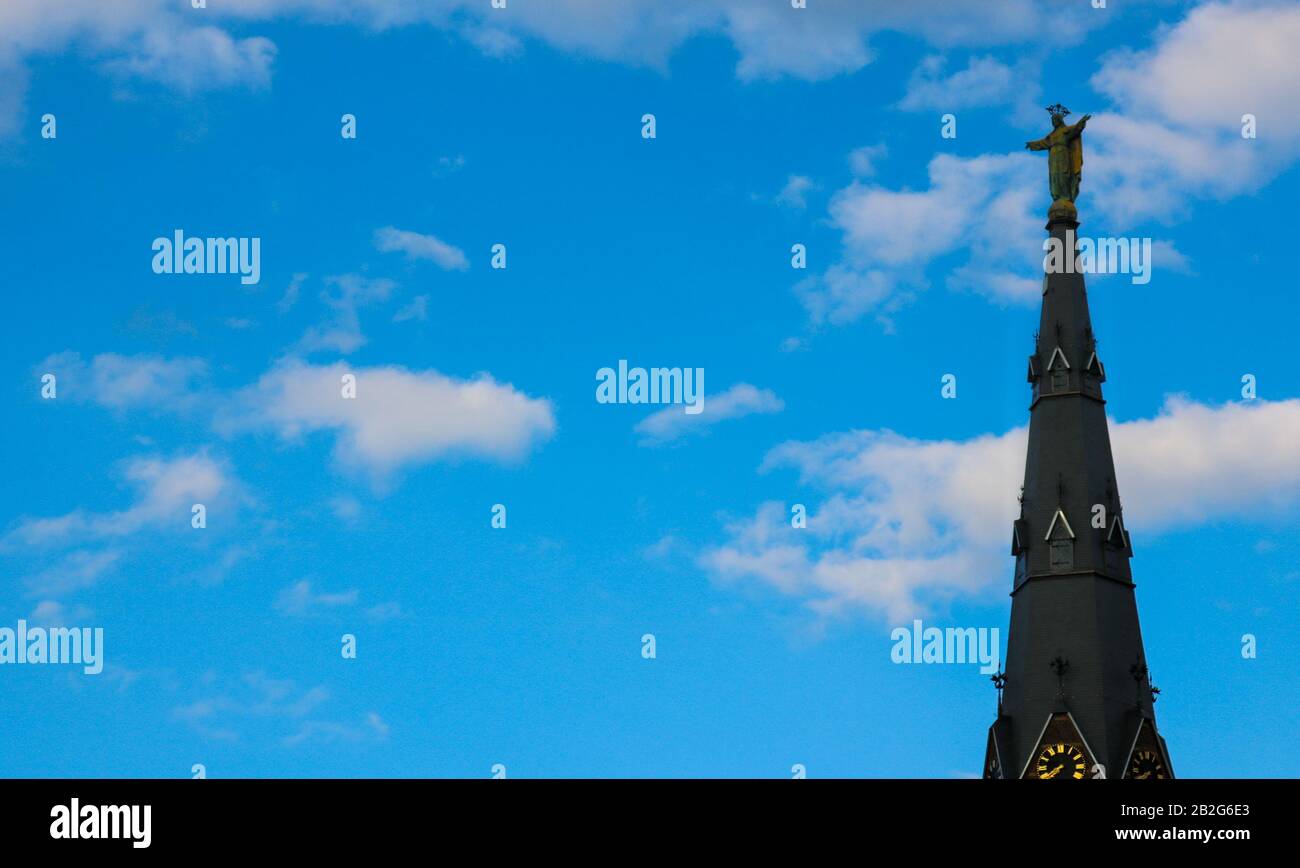 Eindhoven Cathedral's gotic bell tower stand out in the Dutch sky with ...