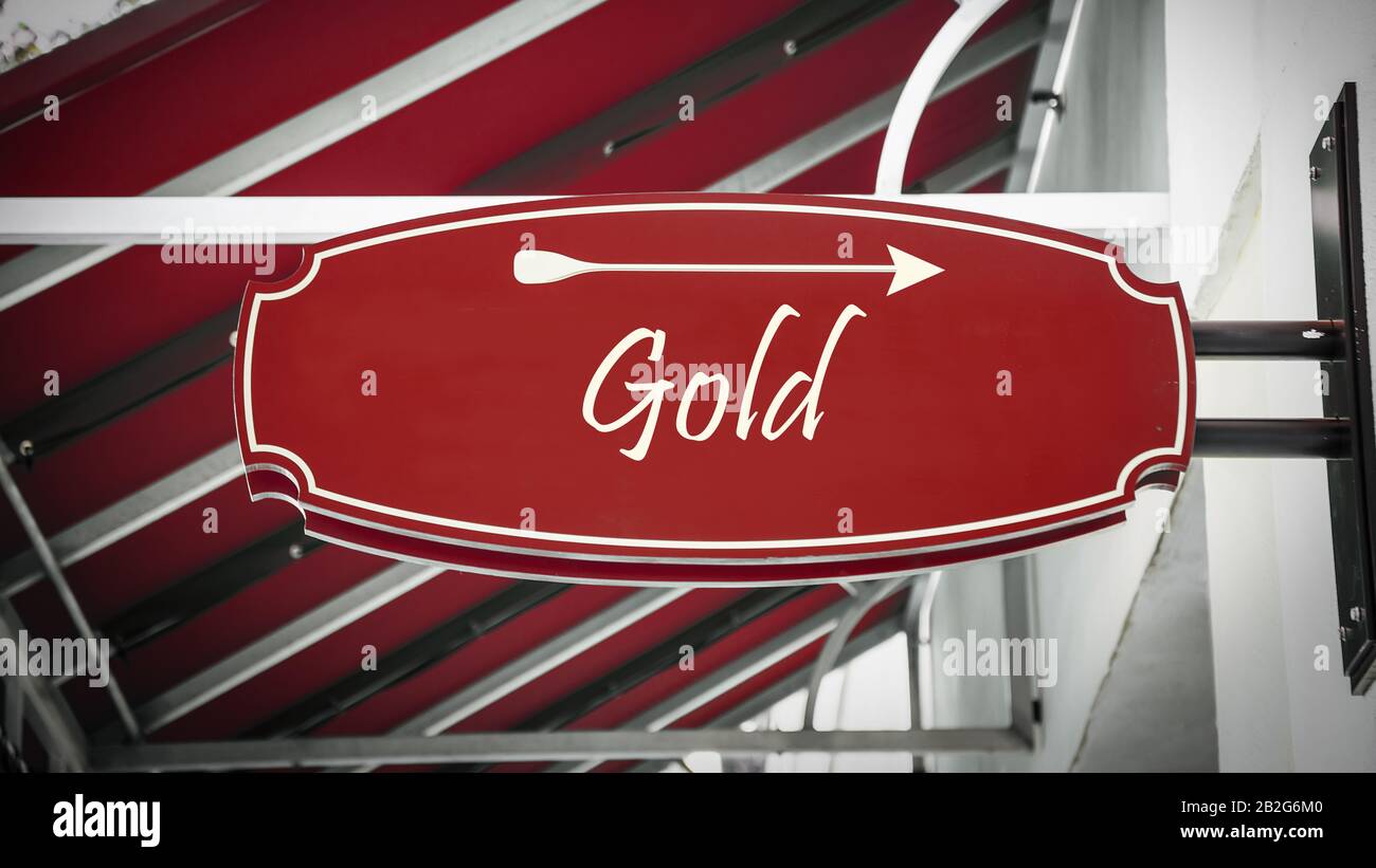 Street Sign the Direction Way to Gold Stock Photo - Alamy