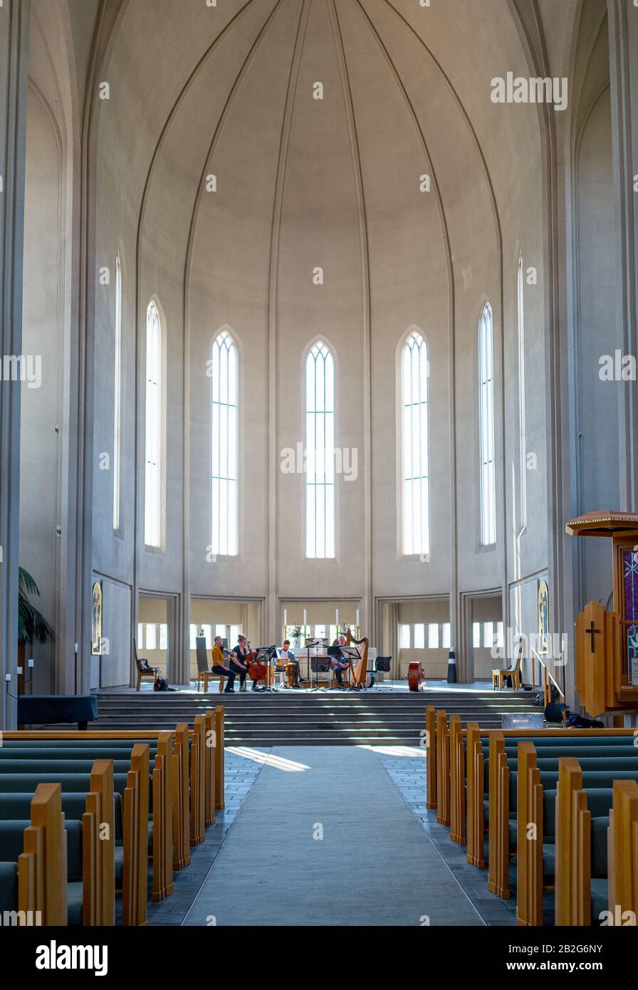 Inside Hallgrimskirkja Church Reykjavik Church High Resolution Stock ...