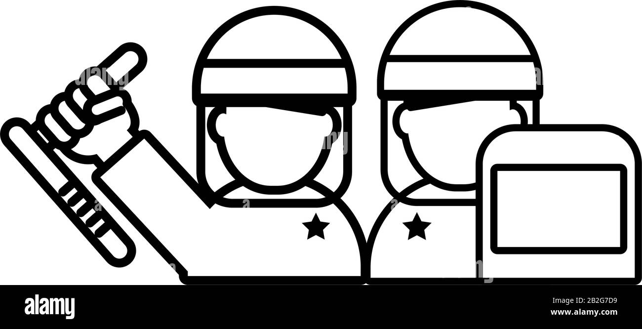 police riot officer in uniform with shield and baton vector ...