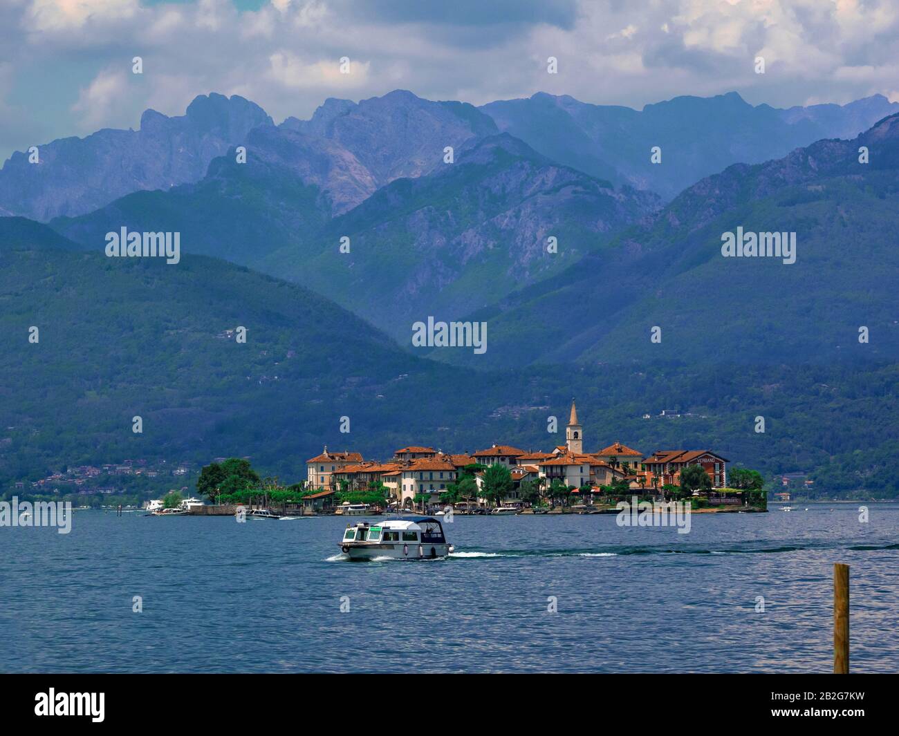 island of Pescatori (fishermen), the small island of Lake Maggiore seen ...