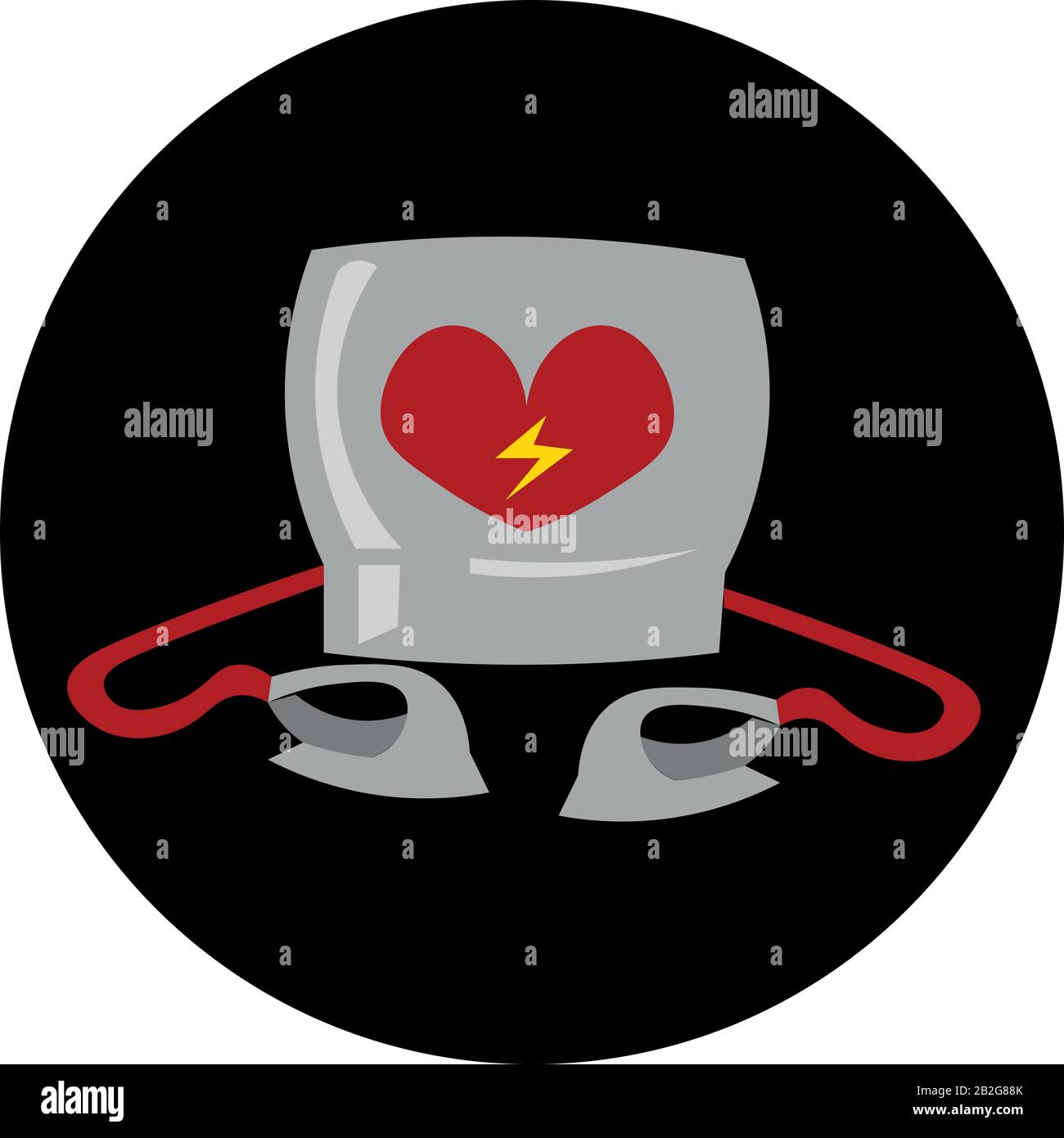 Defibrillation apparatus. Logo on a black background. Cardiopulmonary ...