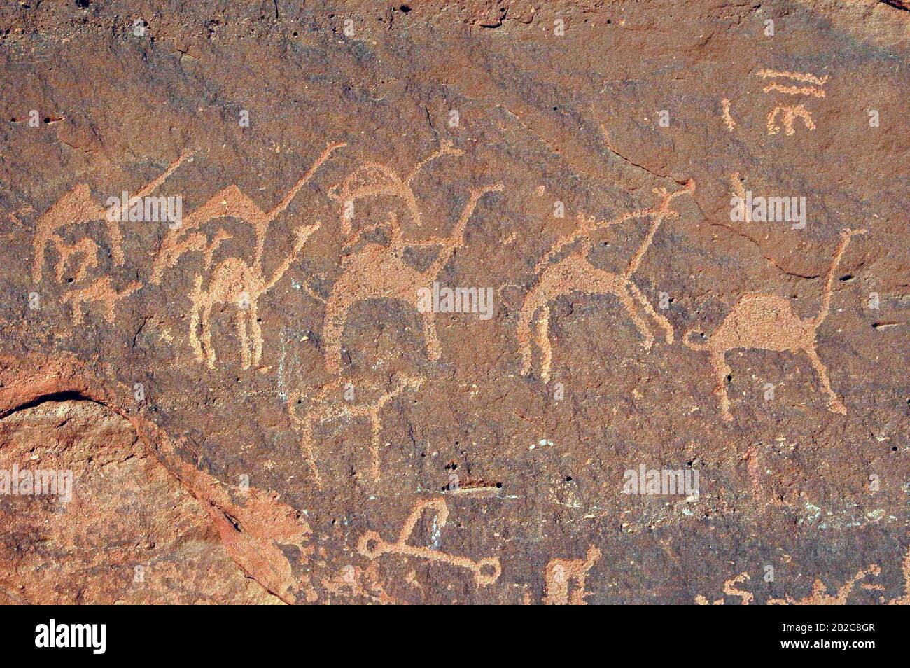 6649. Nabatean period rock drawing from Wadi Rum (Jordan) depicting a ...