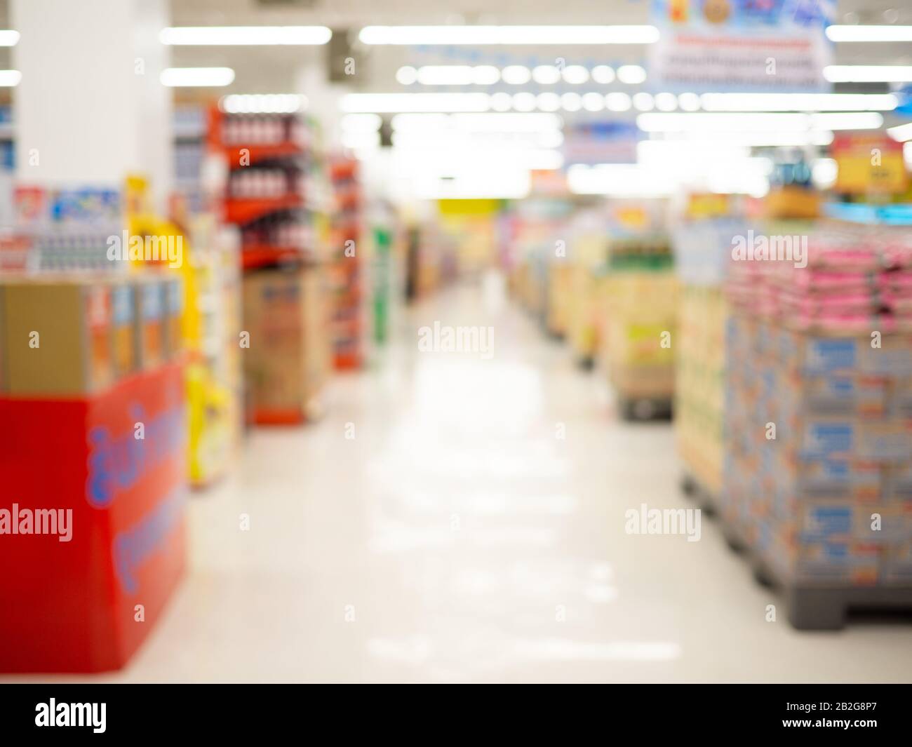 abstract supermarket shelfs blured background with bokeh lights Stock ...