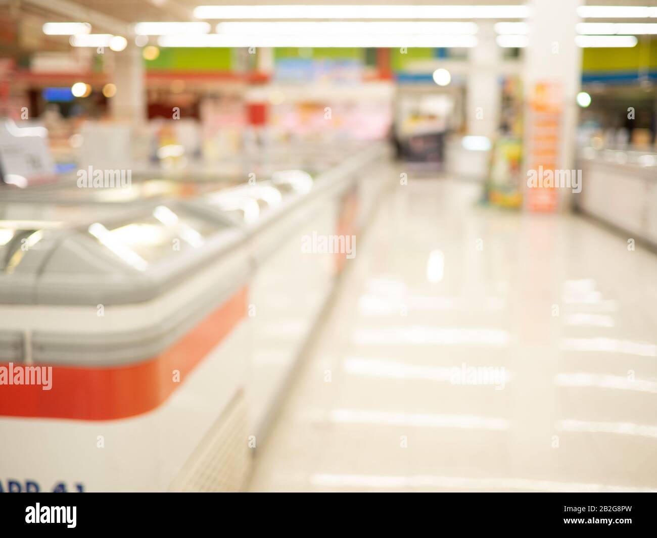abstract supermarket shelfs blured background with bokeh lights Stock ...