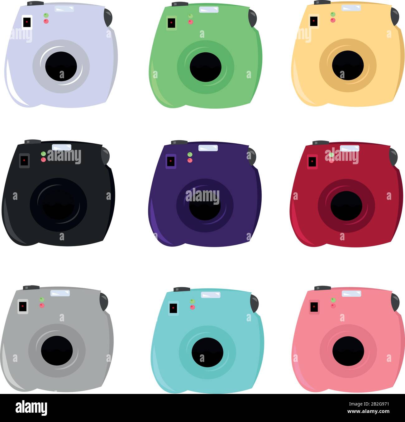 Set photographer in the style of a cartoon. Camera, photos, tripod ...