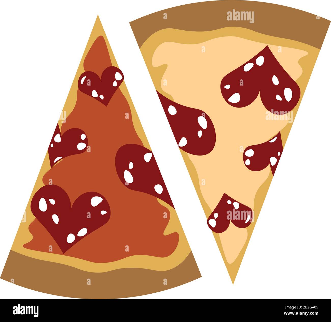 Pizza with hearts. Valentine's Day and love. Design for postcards, menu ...
