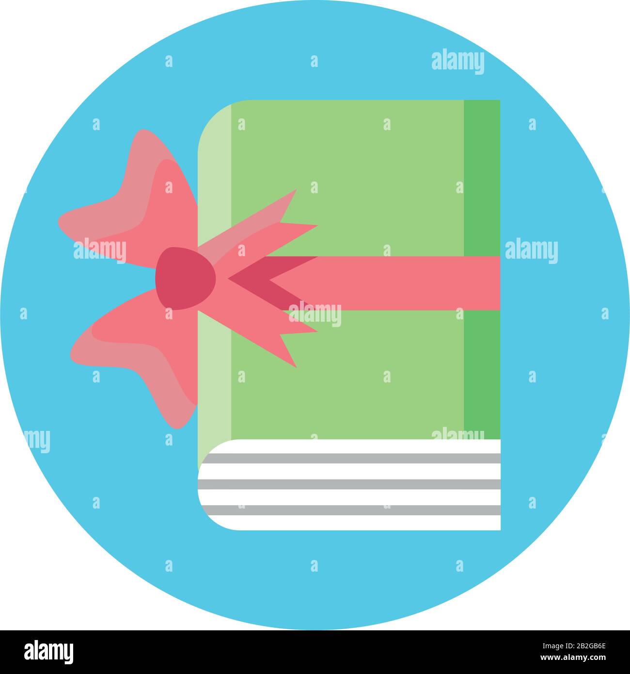 book with gift bow over white background, block style icon, vector ...