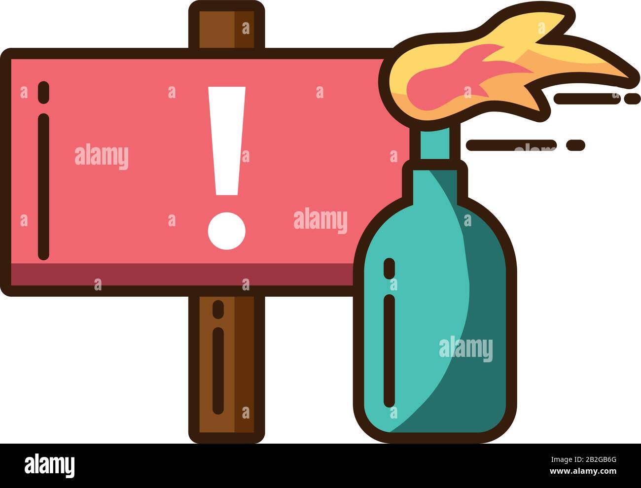 fire bottle, symbol violence on white background vector illustration ...