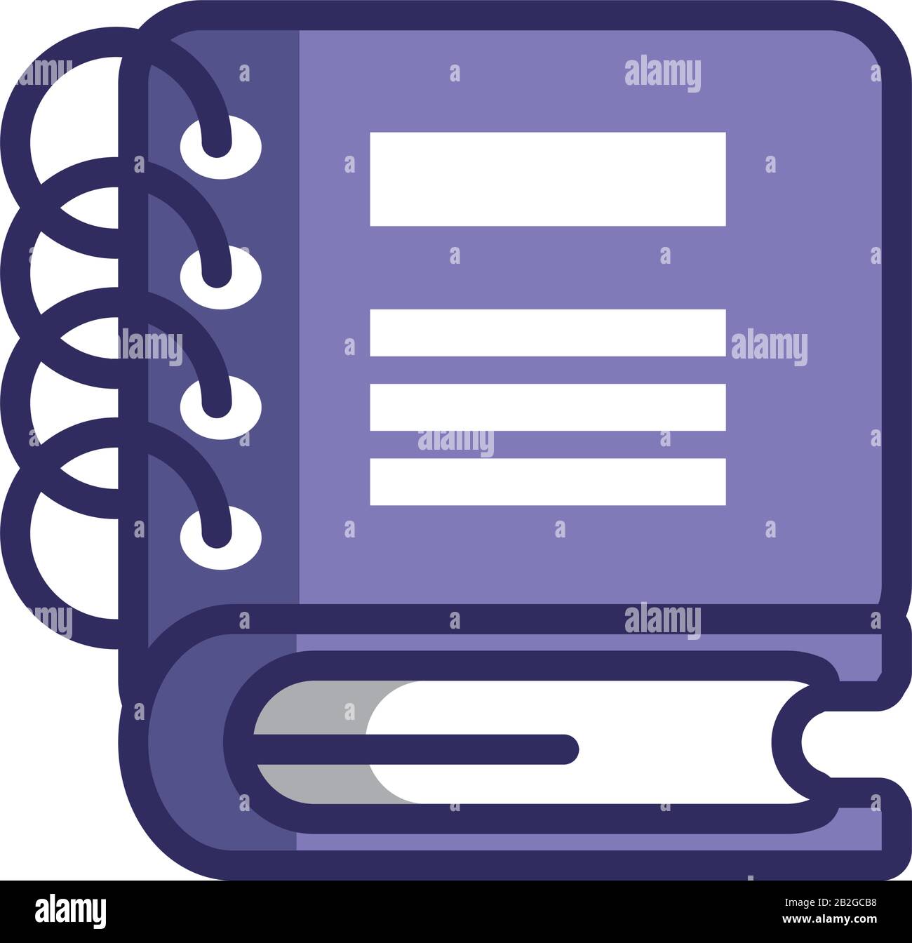 notebook over white background, line and fill style icon, vector ...
