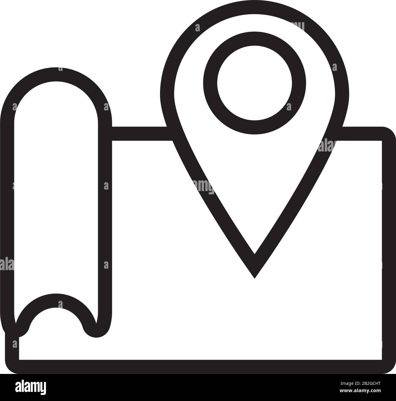 paper map guide with pin location line style icon Stock Vector Image ...