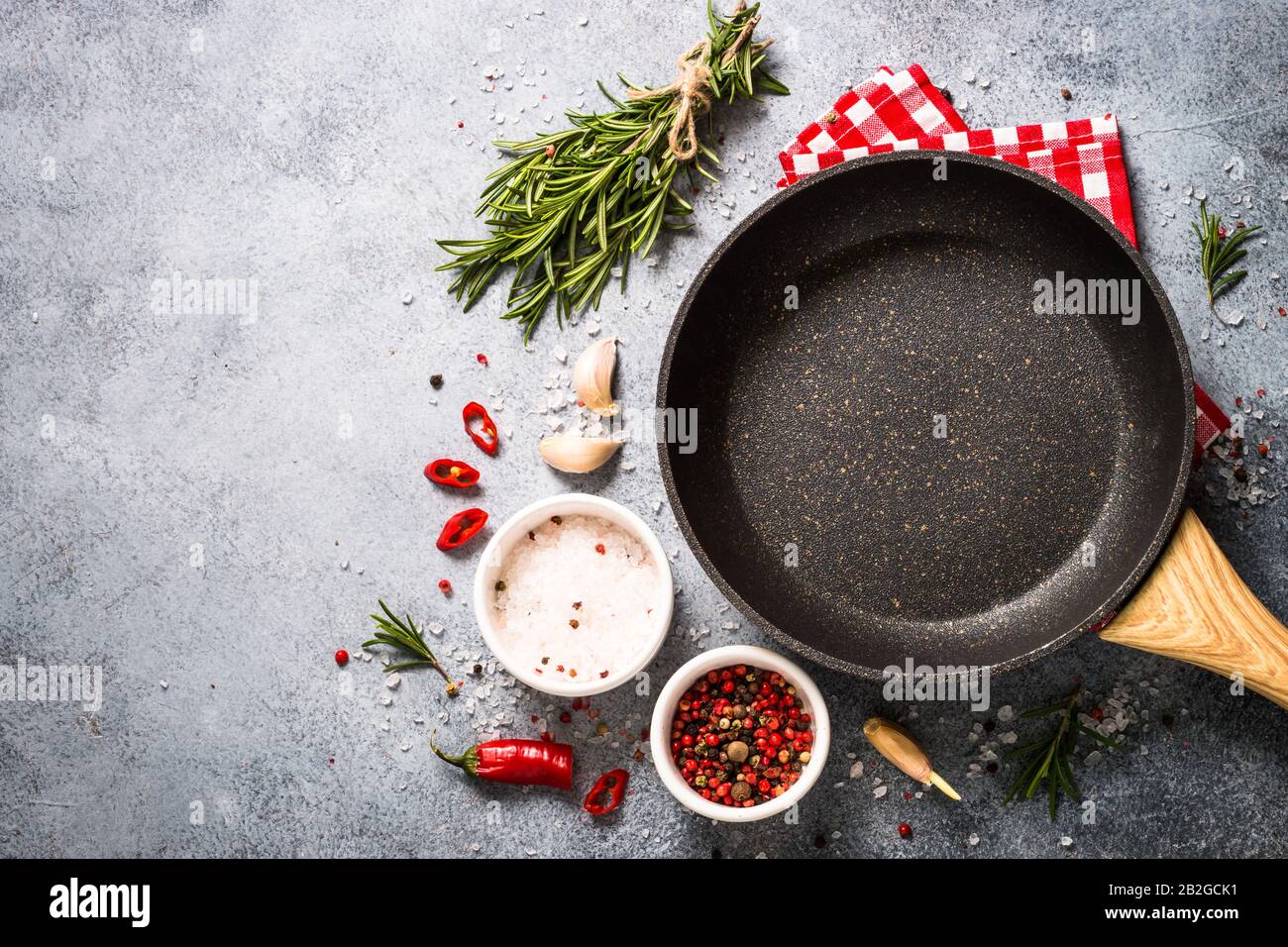 Food cooking background on kitchen table top view Stock Photo - Alamy