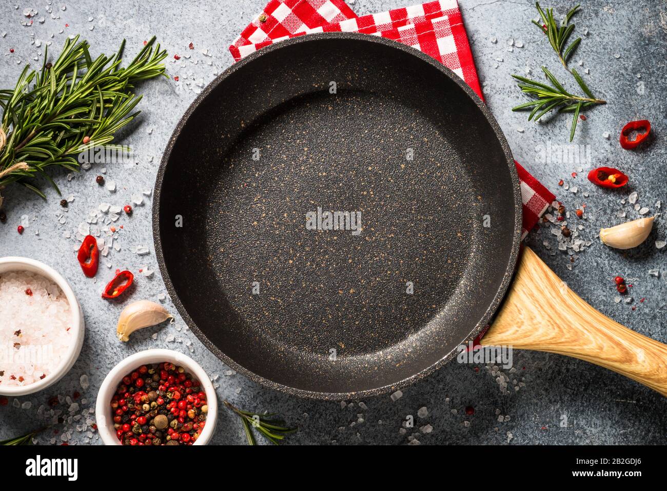 Food cooking background on kitchen table top view Stock Photo - Alamy