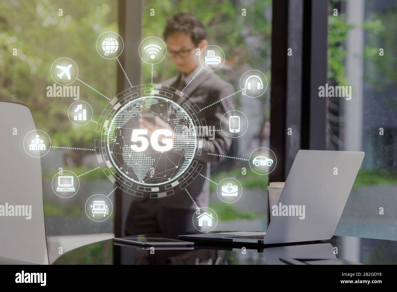 Laptop and smartphone with iot, hi-res stock photography and images - Alamy