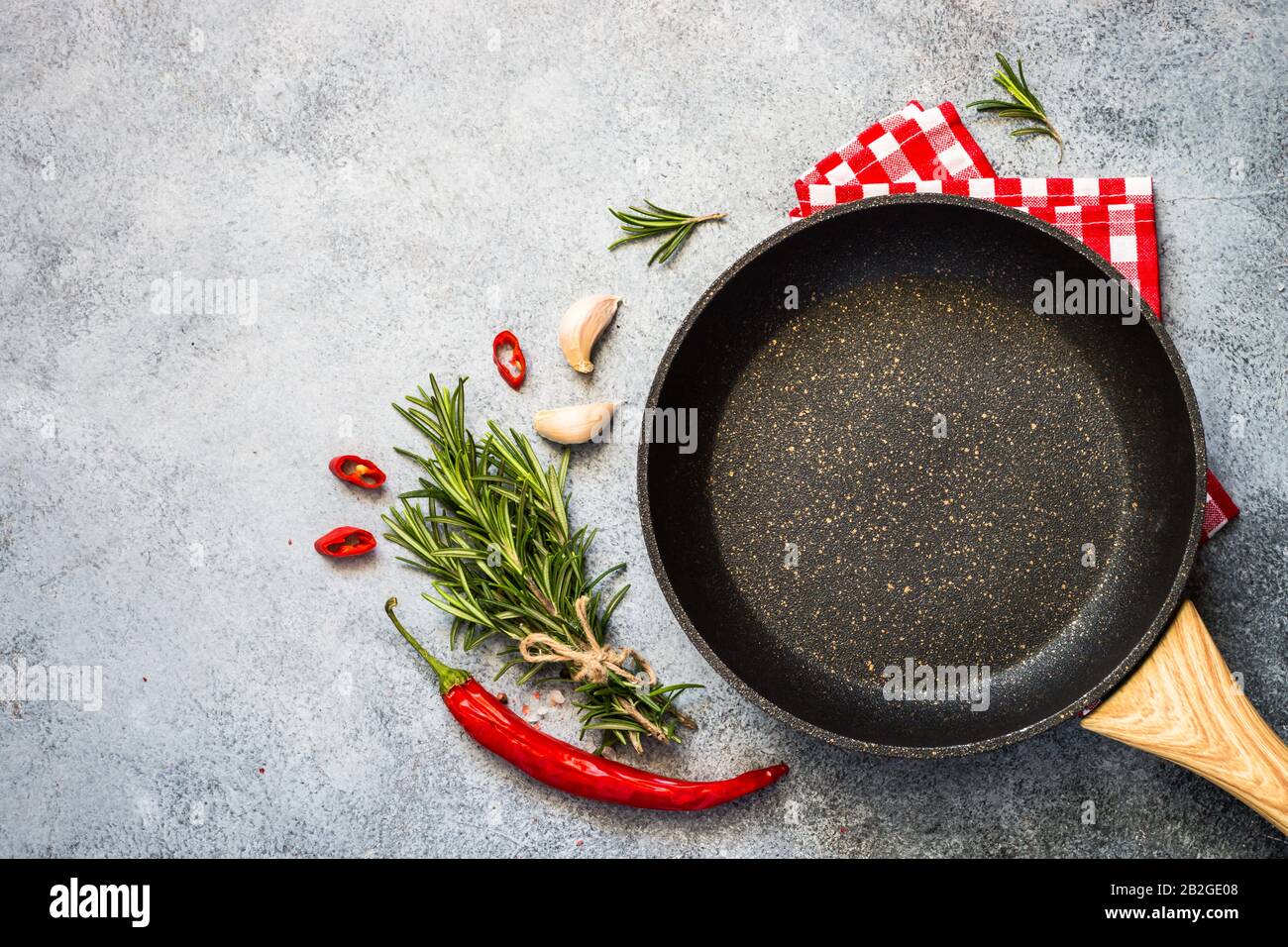 Food cooking background on kitchen table top view Stock Photo - Alamy