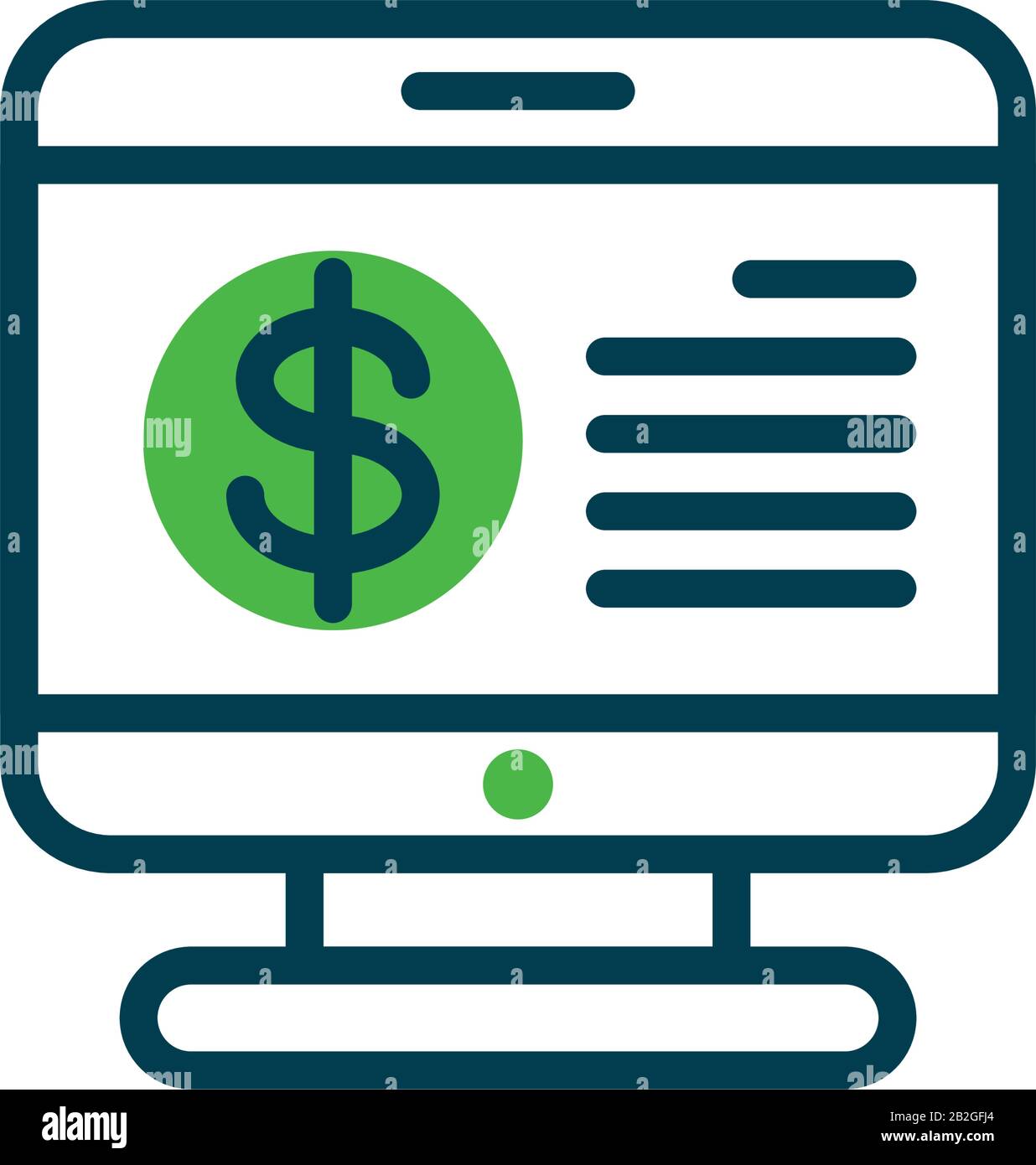 computer with money symbol icon over white background, half color style ...