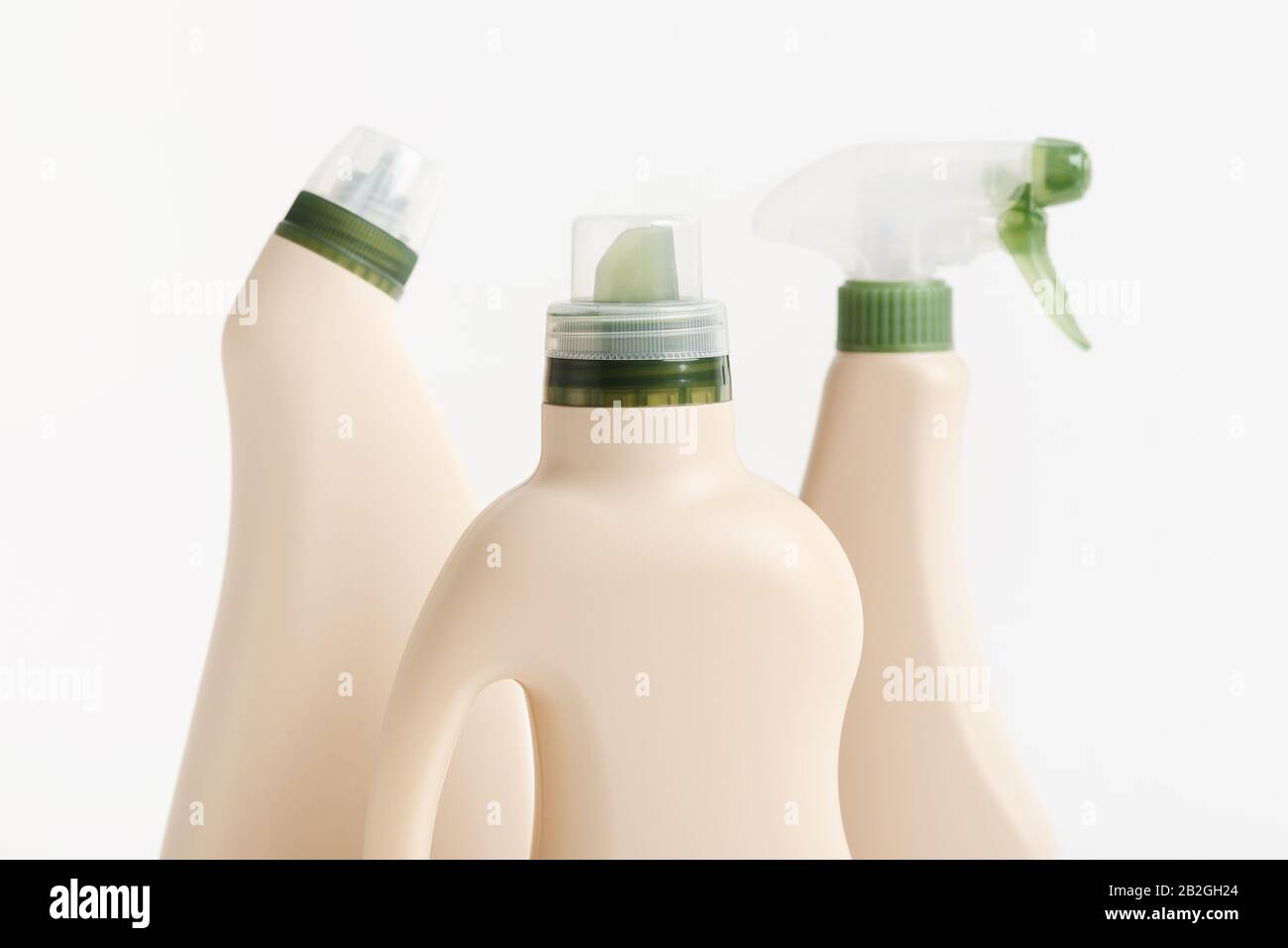 Bio chemical bottles for different surfaces on white Stock Photo - Alamy