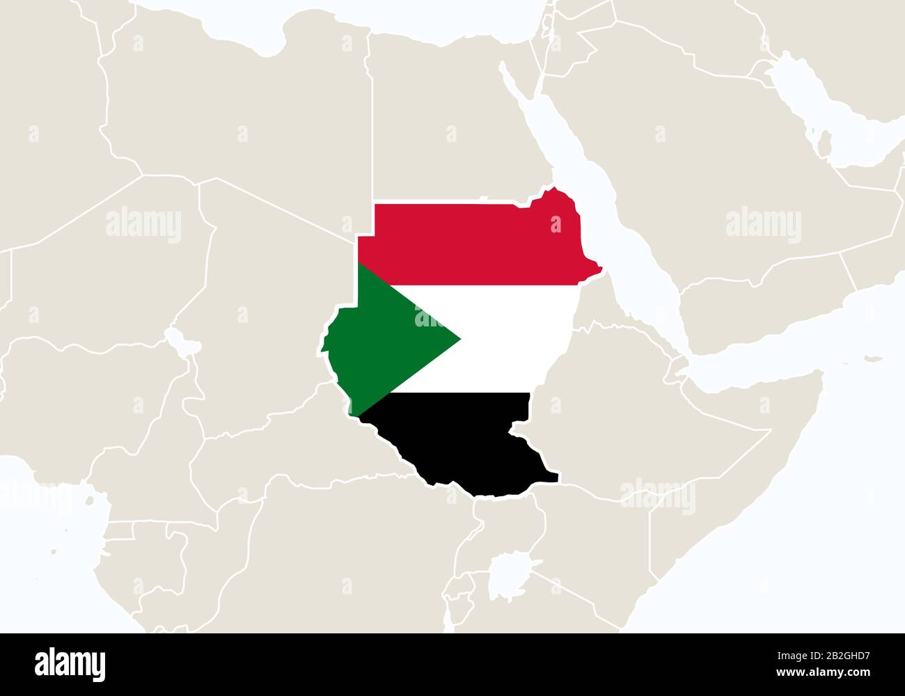 Africa with highlighted Sudan map. Vector Illustration Stock Vector ...