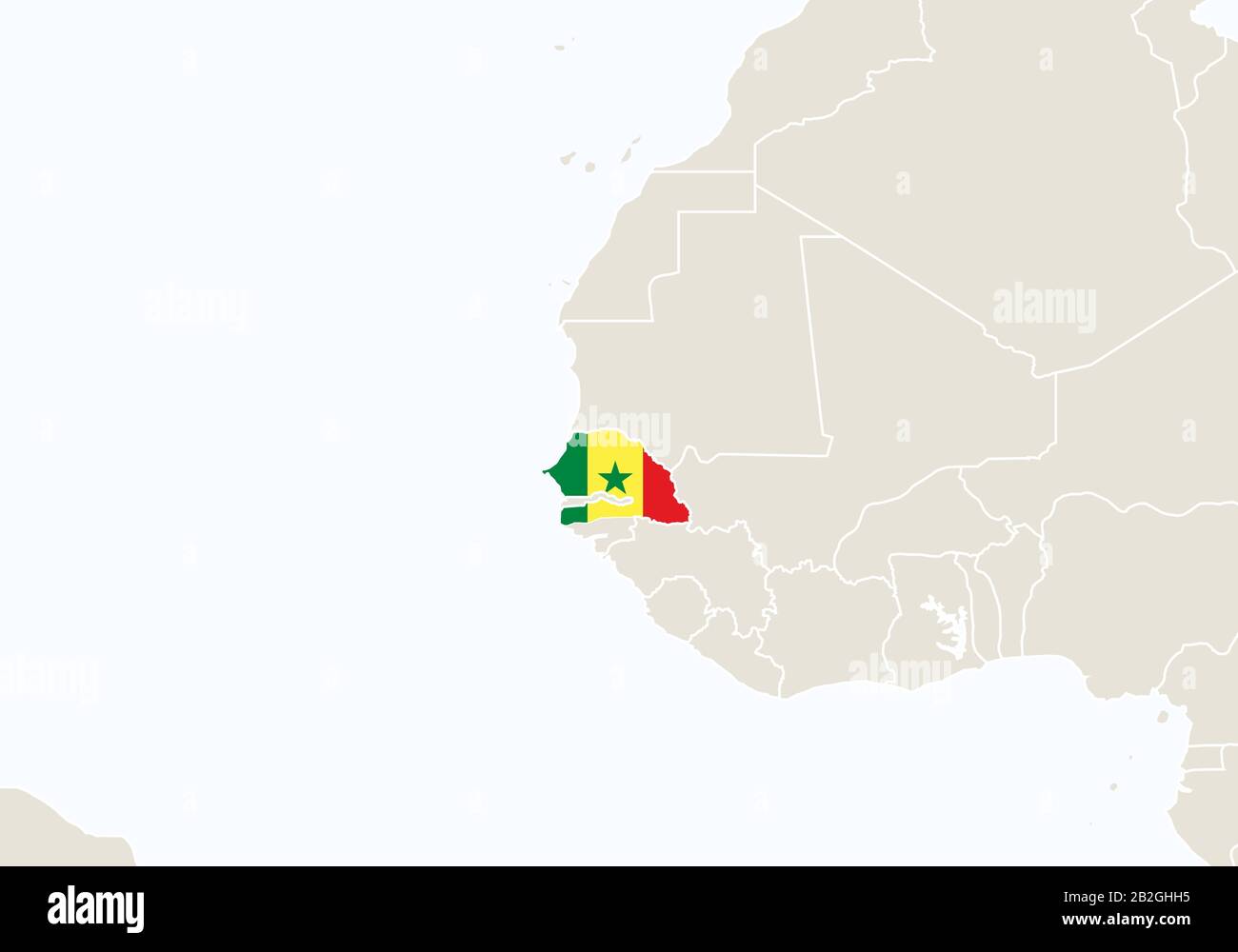 Africa with highlighted Senegal map. Vector Illustration Stock Vector Image & Art - Alamy