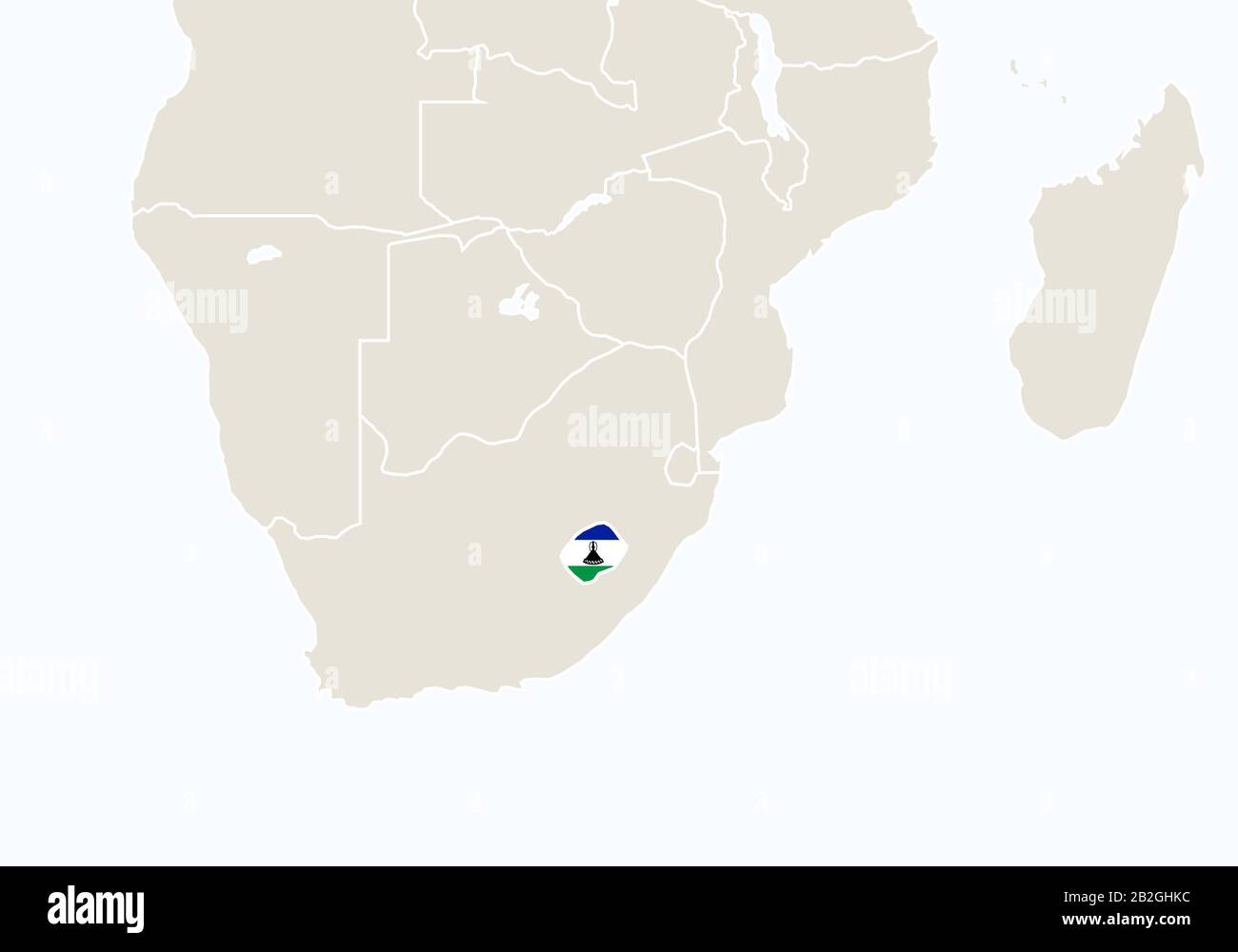 Africa with highlighted Lesotho map. Vector Illustration Stock Vector ...