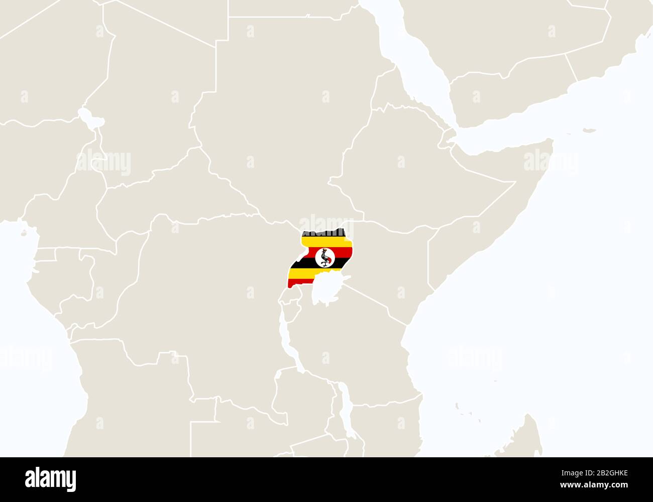 Africa with highlighted Uganda map. Vector Illustration Stock Vector ...