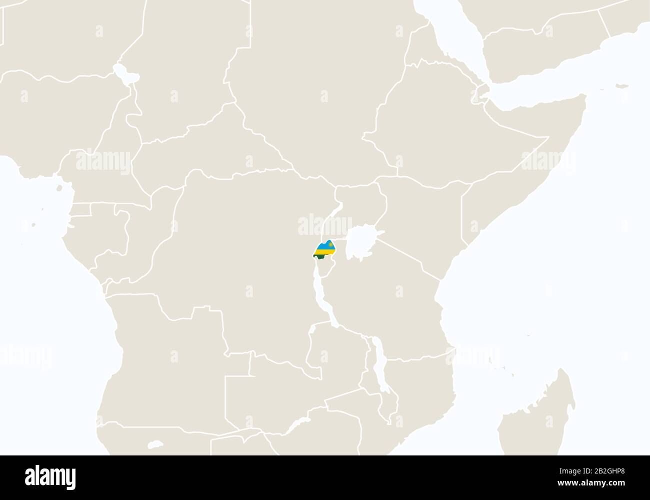 Africa with highlighted Rwanda map. Vector Illustration Stock Vector ...
