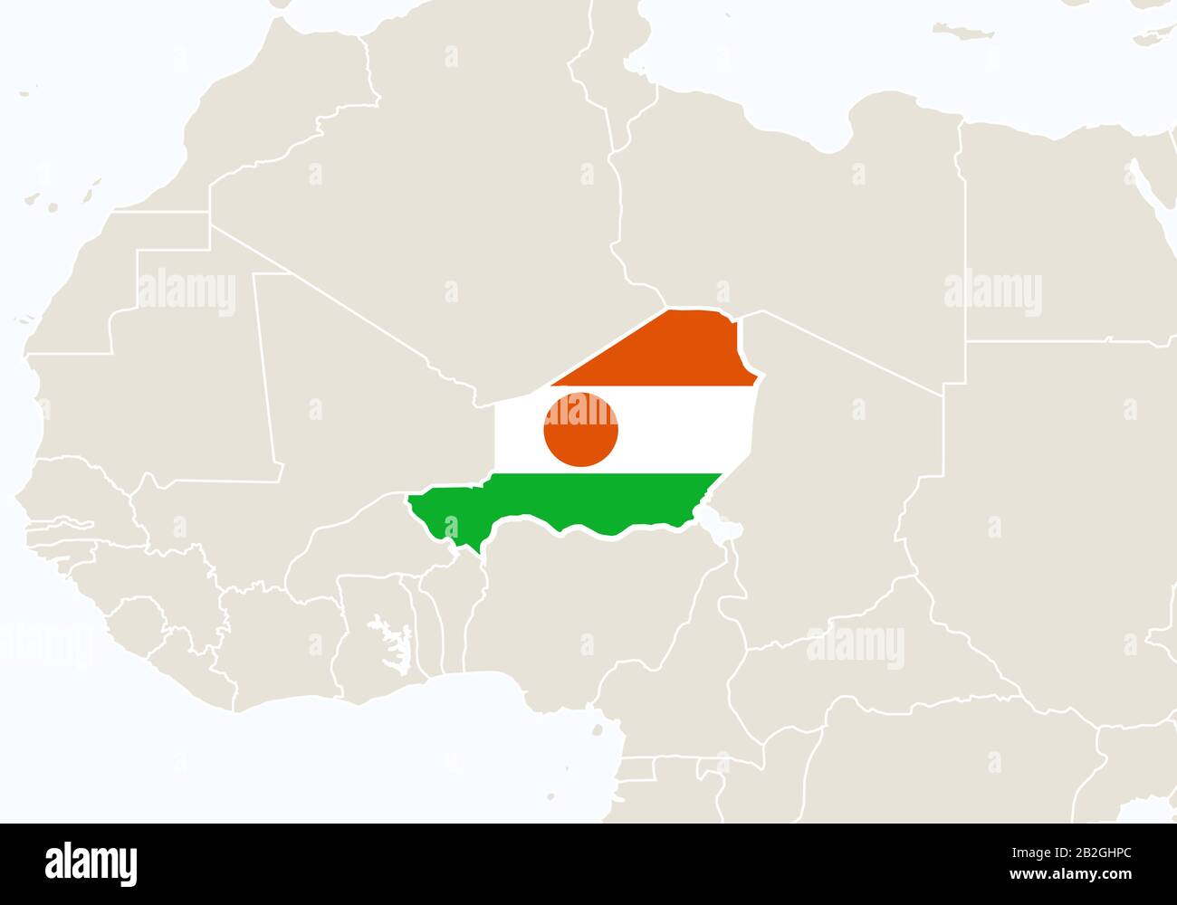 Africa with highlighted Niger map. Vector Illustration Stock Vector ...