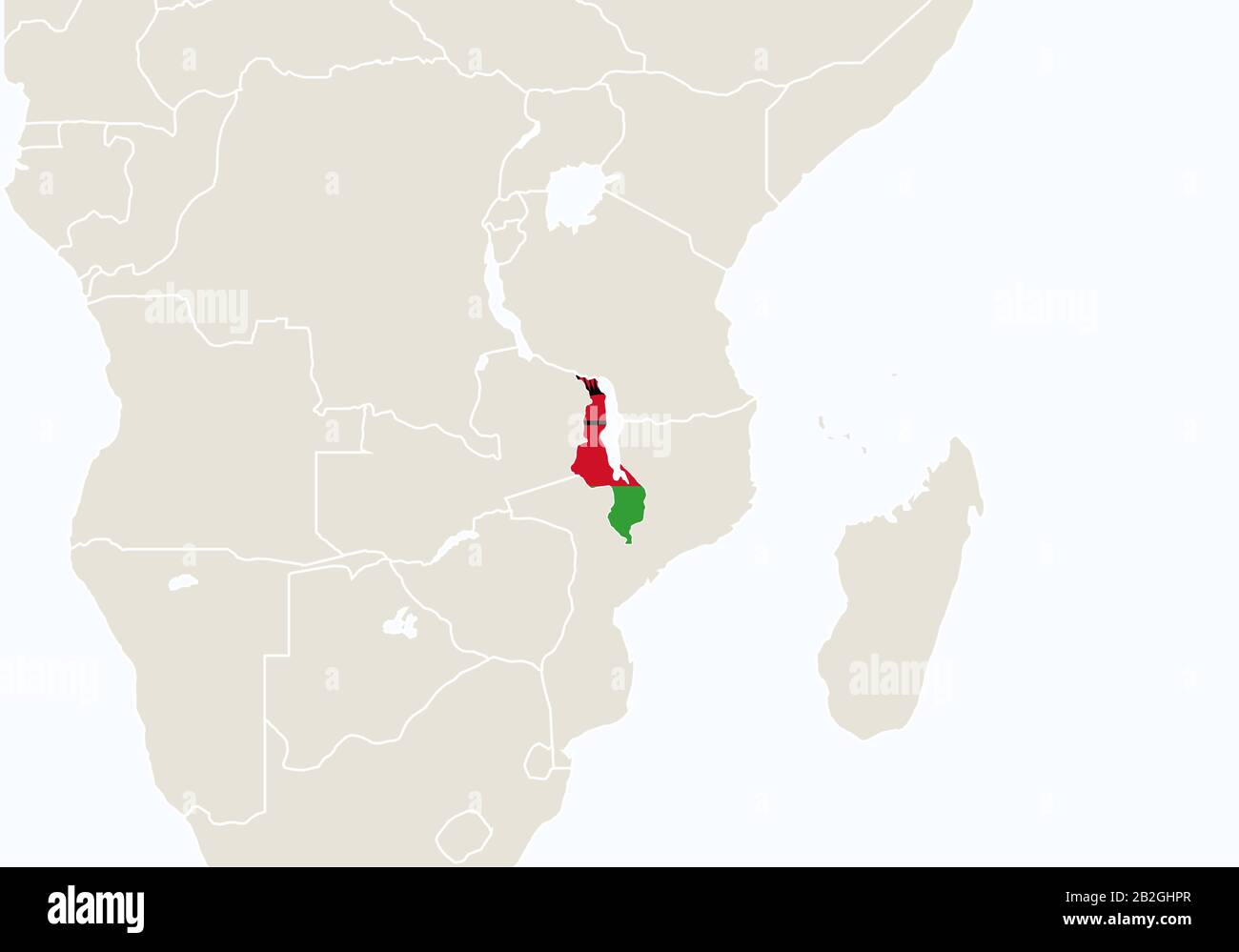 Africa with highlighted Malawi map. Vector Illustration Stock Vector ...