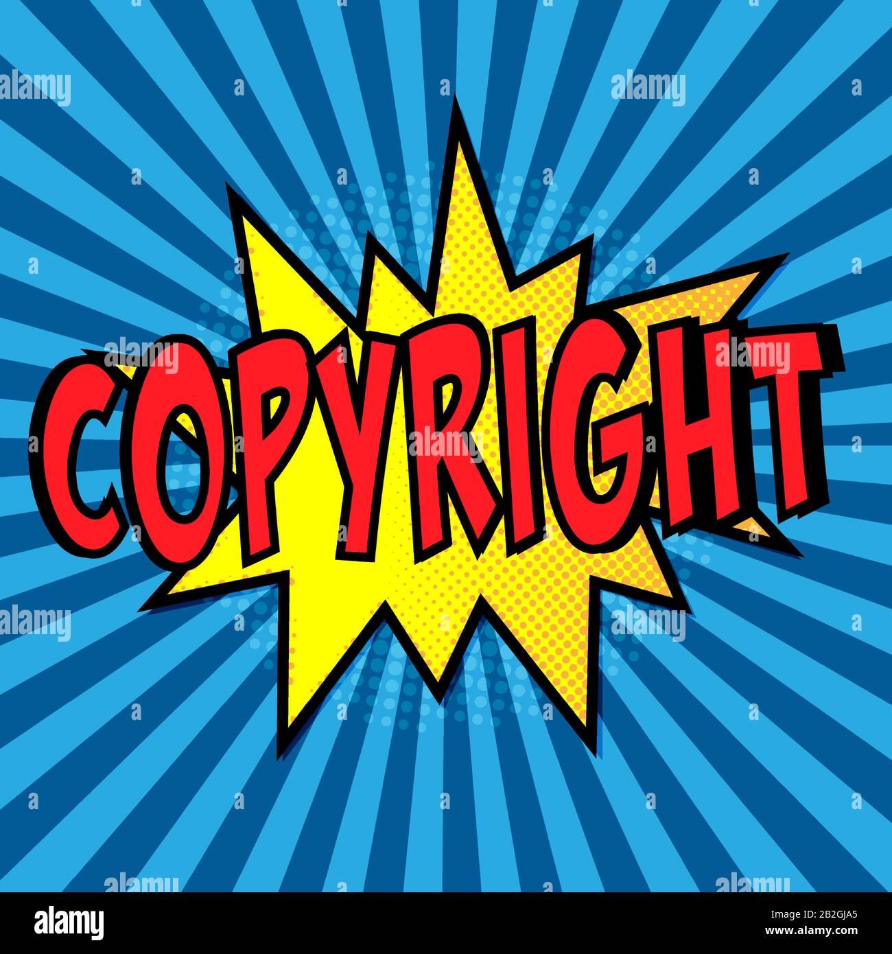 Copyright sign illustration. Vector. Comics style icon on pop-art ...