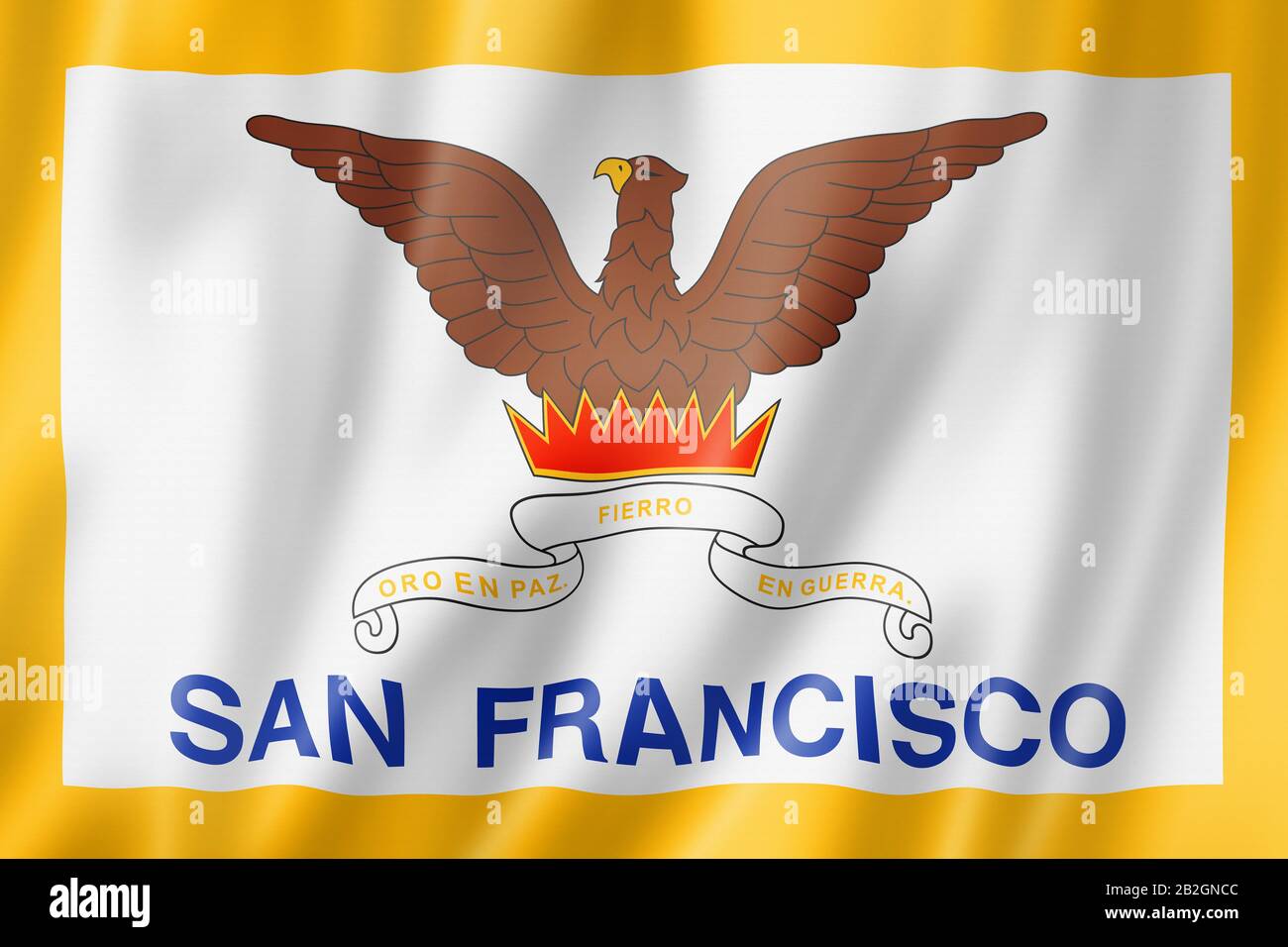 San Francisco city flag, California. United states waving banner ...